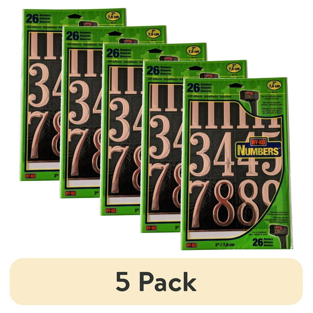 (5 pack) Hy-Ko 3-Inch Bold Gold & Black Self-Adhesive Vinyl Number Kit ...