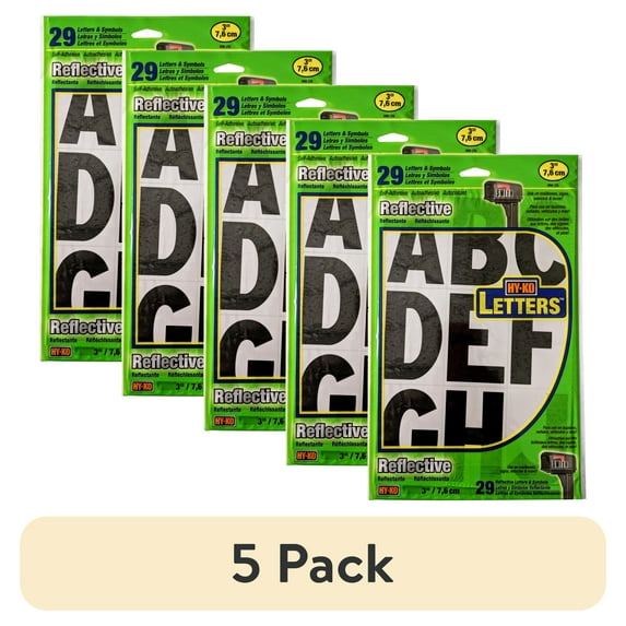 (5 pack) Hy-Ko 3 inch Reflective Vinyl Letter Kit, 65 Self-Adhesive ...