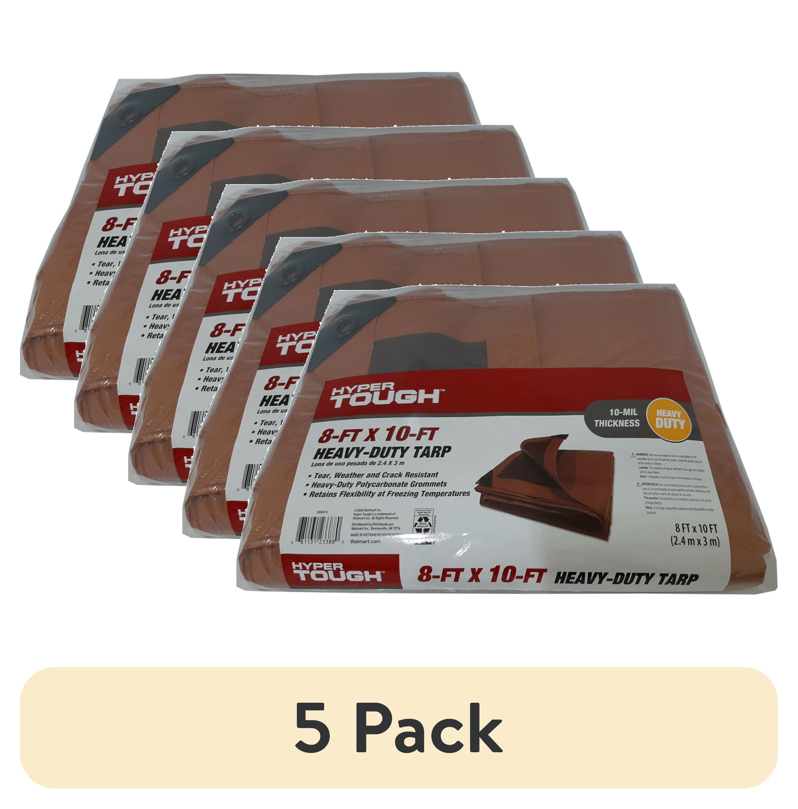 (5 pack) Hyper Tough Weather Resistant Heavy Duty 8' x 10' Polyethylene ...