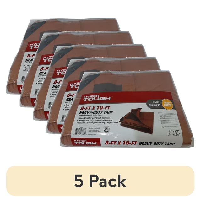 (5 pack) Hyper Tough Weather Resistant Heavy Duty 8' x 10' Polyethylene ...