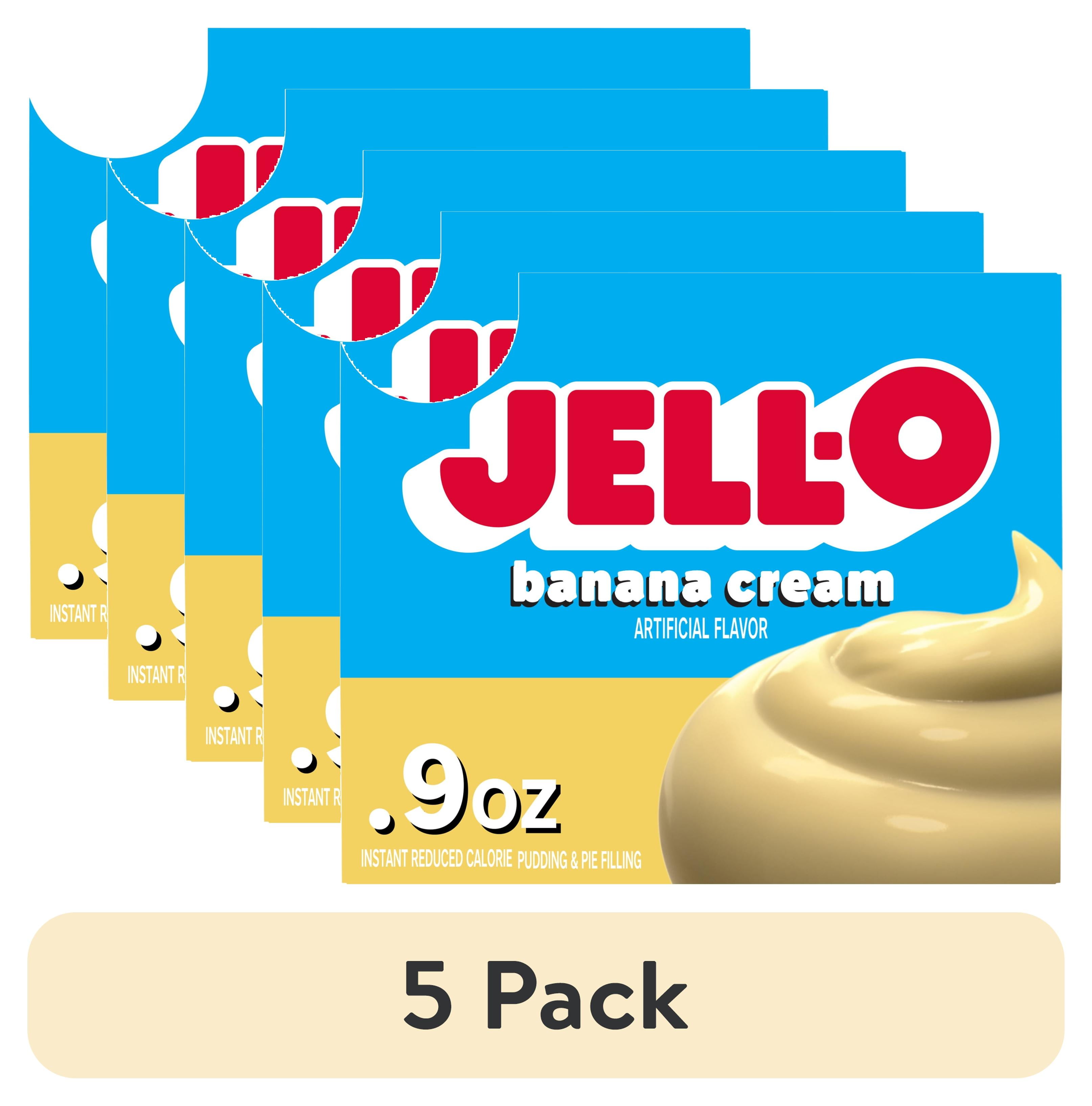 (5 pack) Jell-O Banana Cream Zero Sugar Instant Reduced Calorie Pudding ...