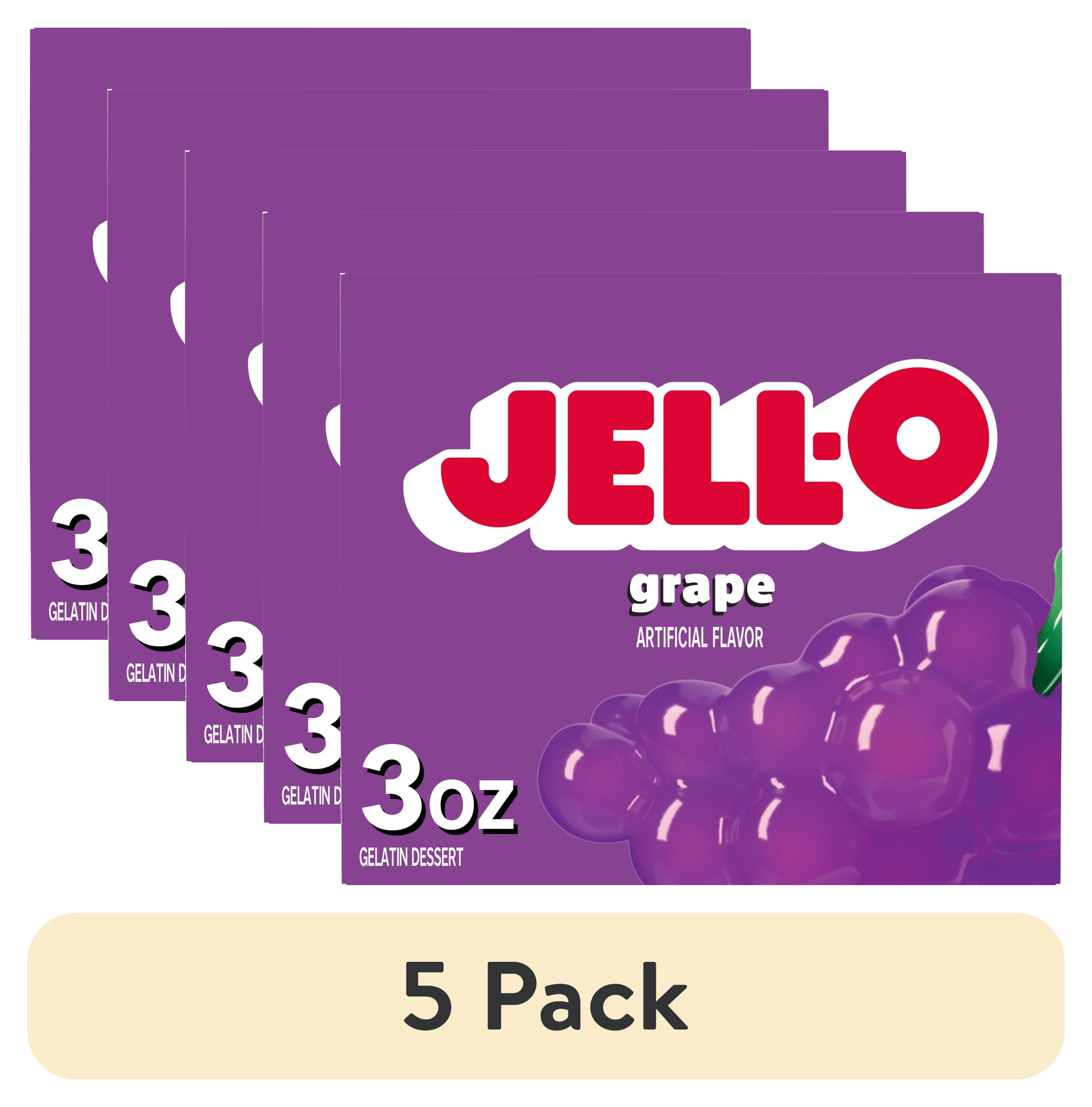 (5 pack) Jell-O Grape Gelatin Dessert Mix, 3 oz Box - Walmart.com