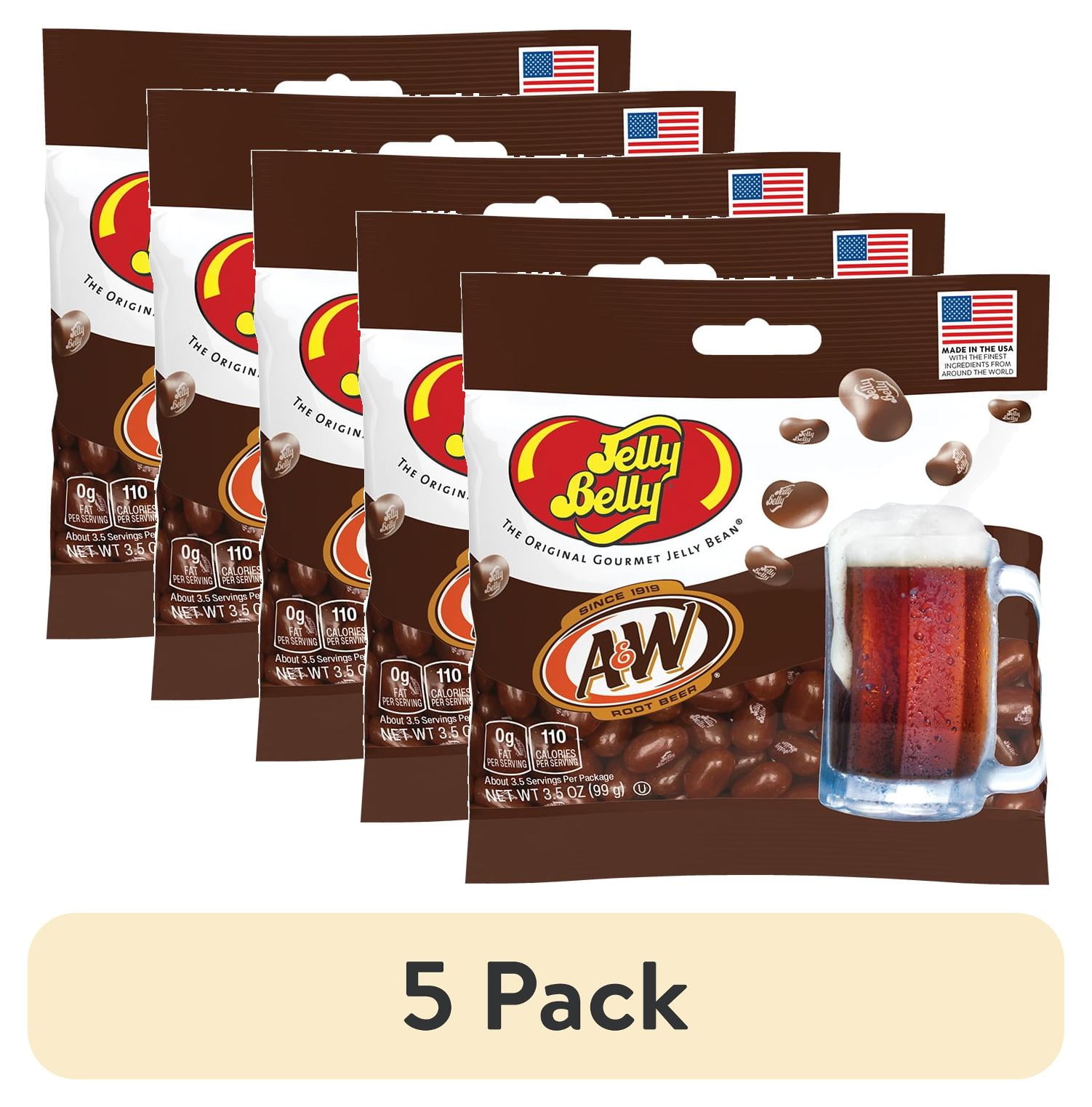 (5 pack) Jelly Belly A&W Root Beer Jelly Beans - 3.5 oz Grab & Go® Bags ...