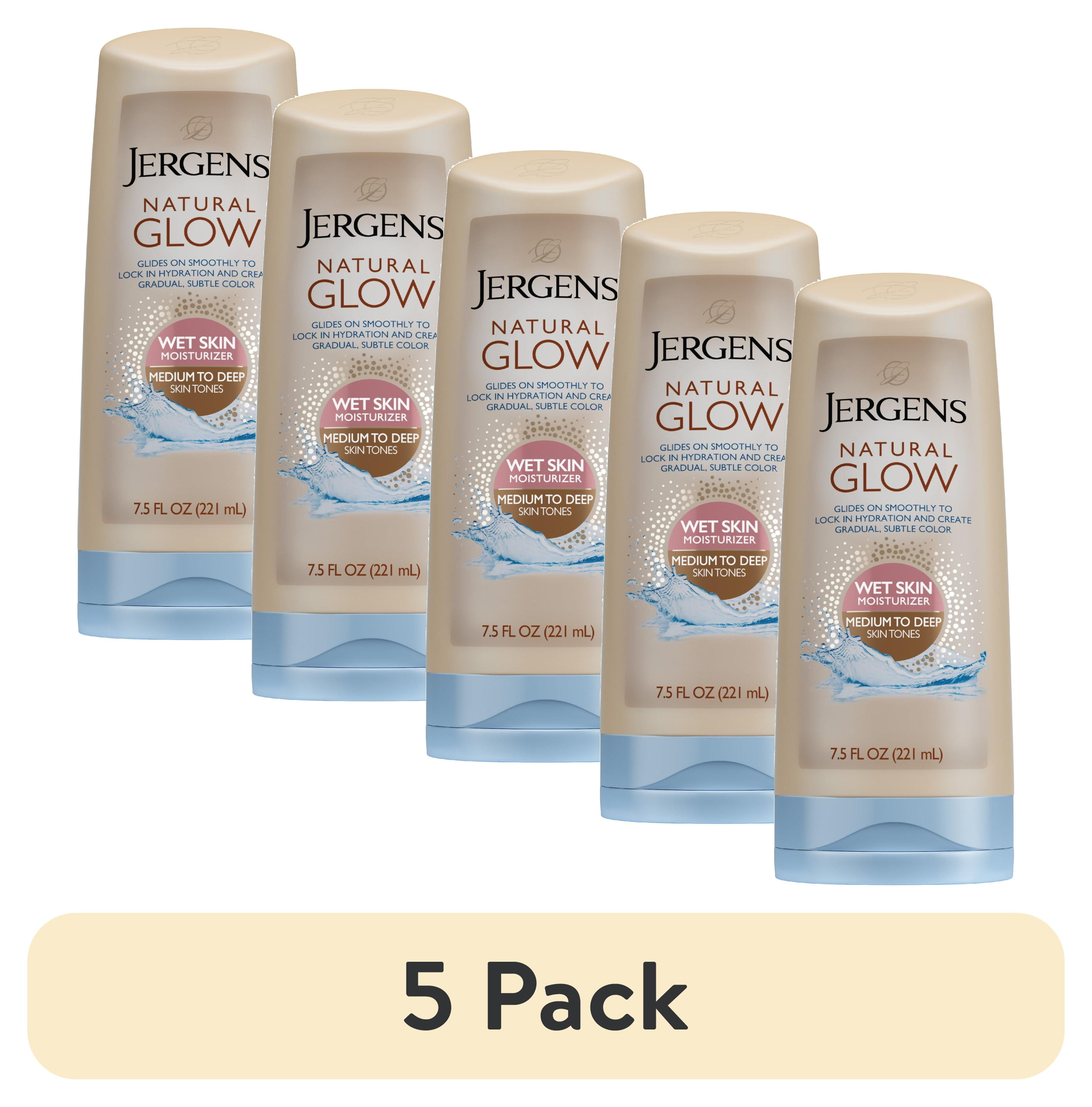 (5 pack) Jergens Natural Glow Wet Skin Moisturizer In-Shower Self Tanner Medium to Tan Skin, 7.5 ...
