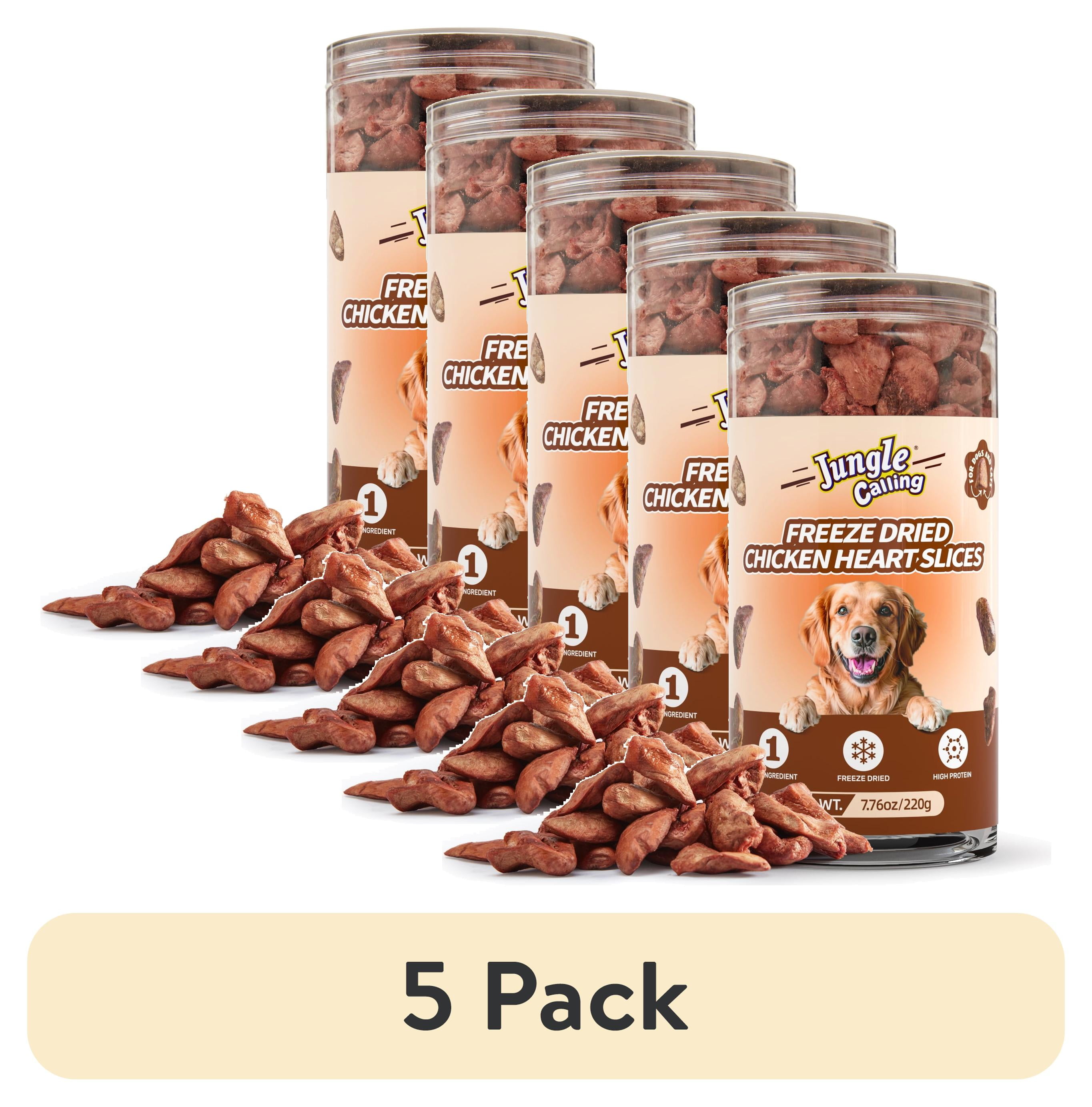 (5 pack) Jungle Calling Cat Treats and Dog Snacks, Freeze Dried Chicken ...