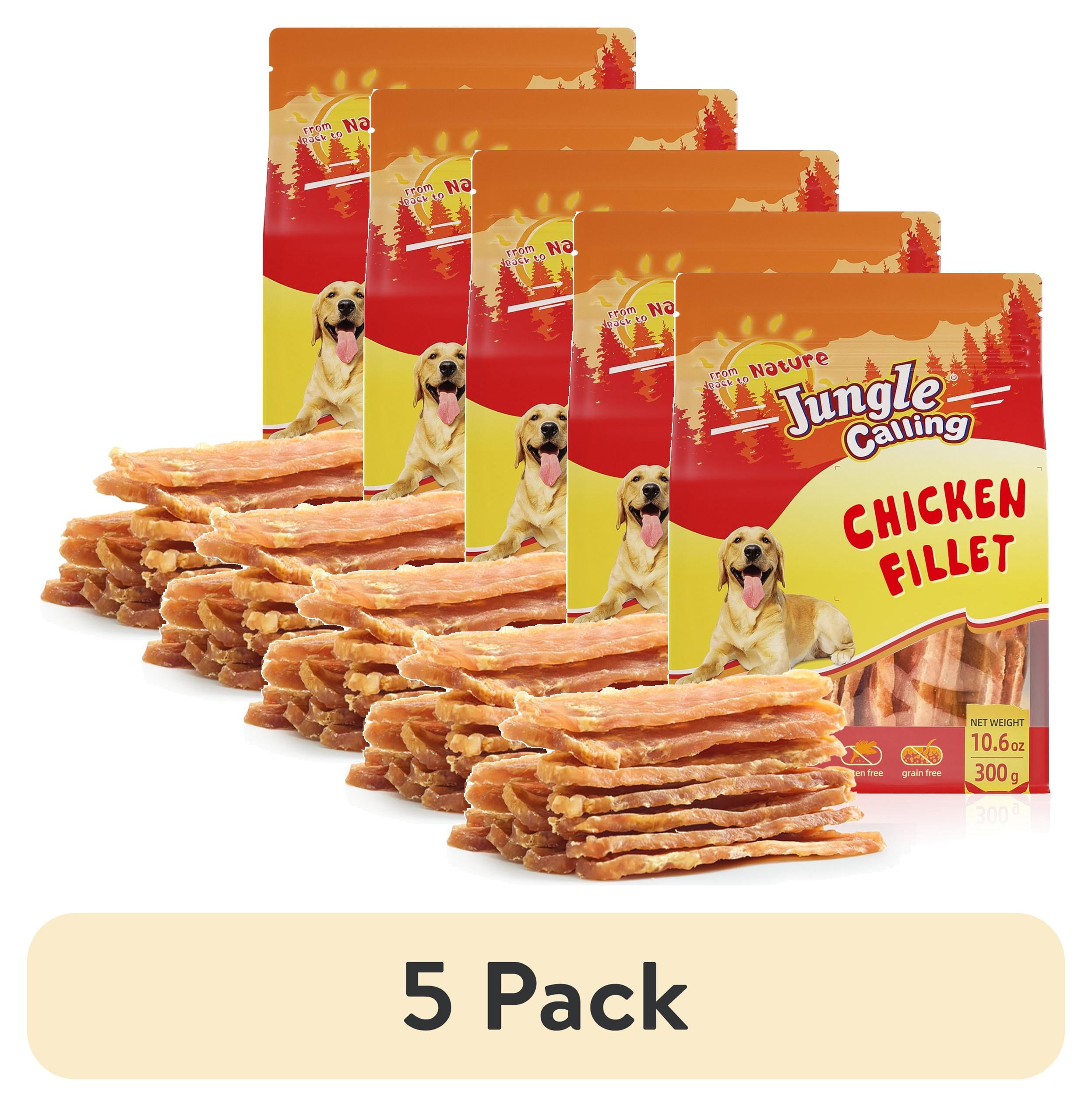 (5 pack) Jungle Calling Chicken Jerky Dog Treats, Training Treats for ...