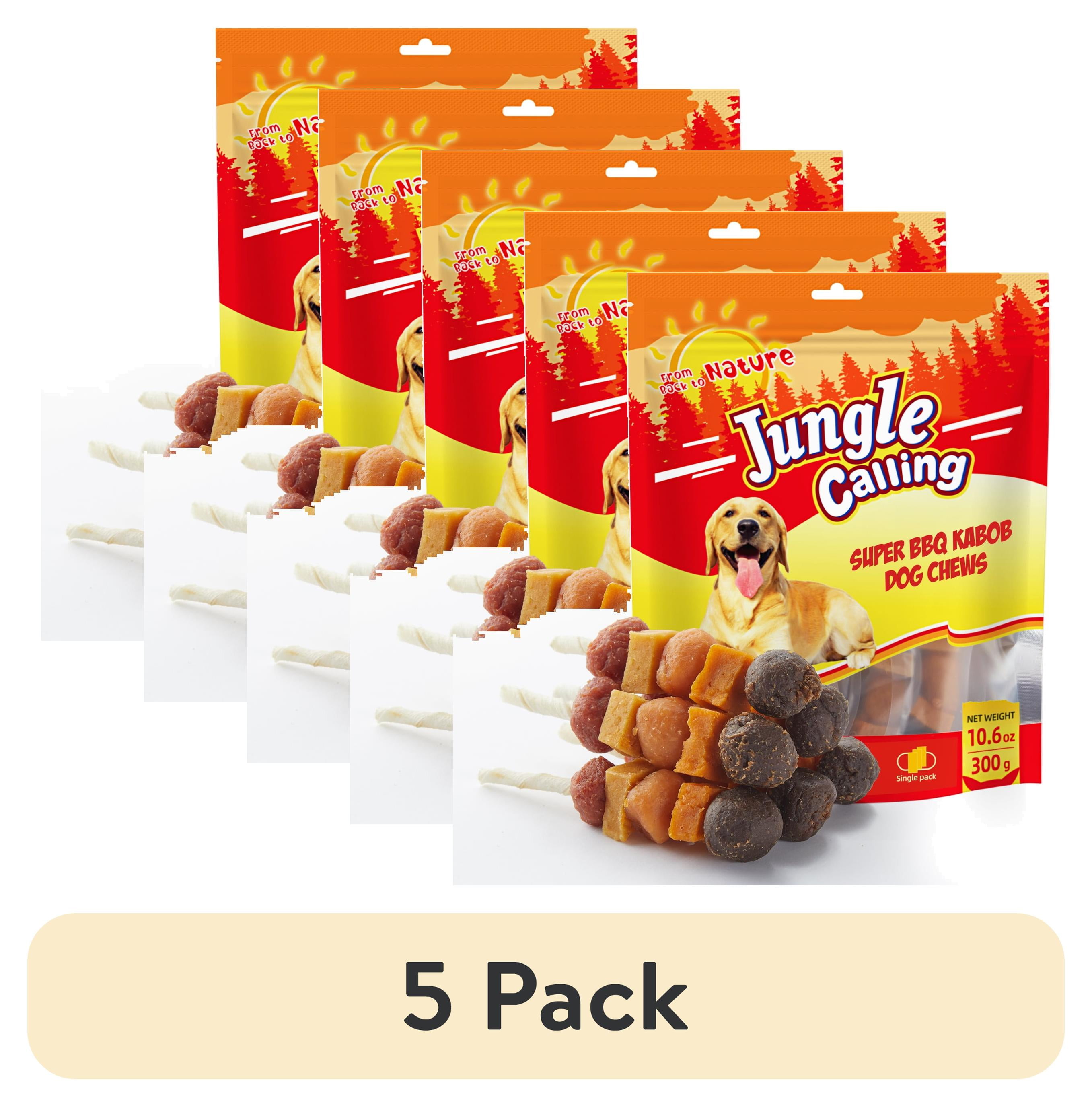 (5 pack) Jungle Calling Dog Treats, Snacks Kabobs, Chicken,Duck, Beef ...