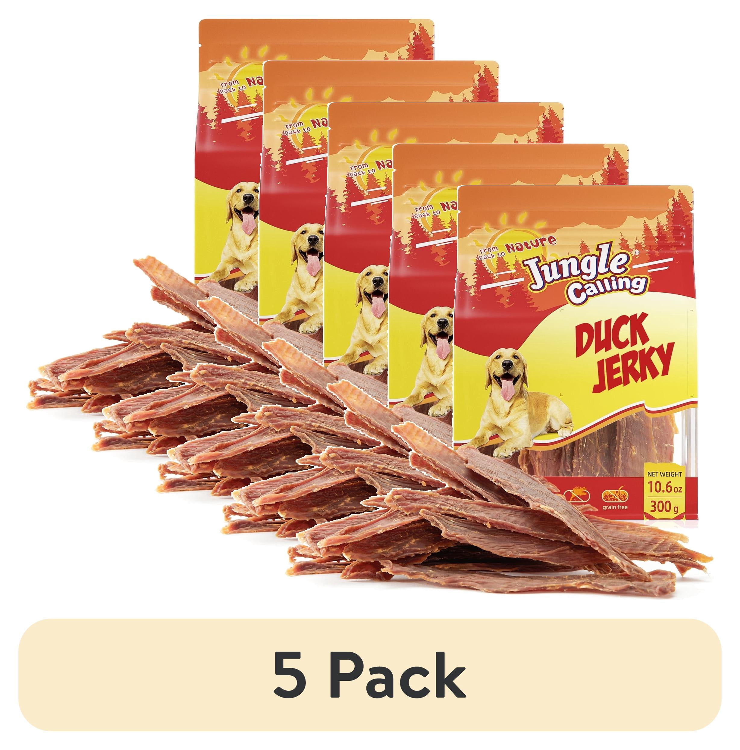 (5 pack) Jungle Calling Natural Dog Treats, Duck Jerky Slow Roasted ...