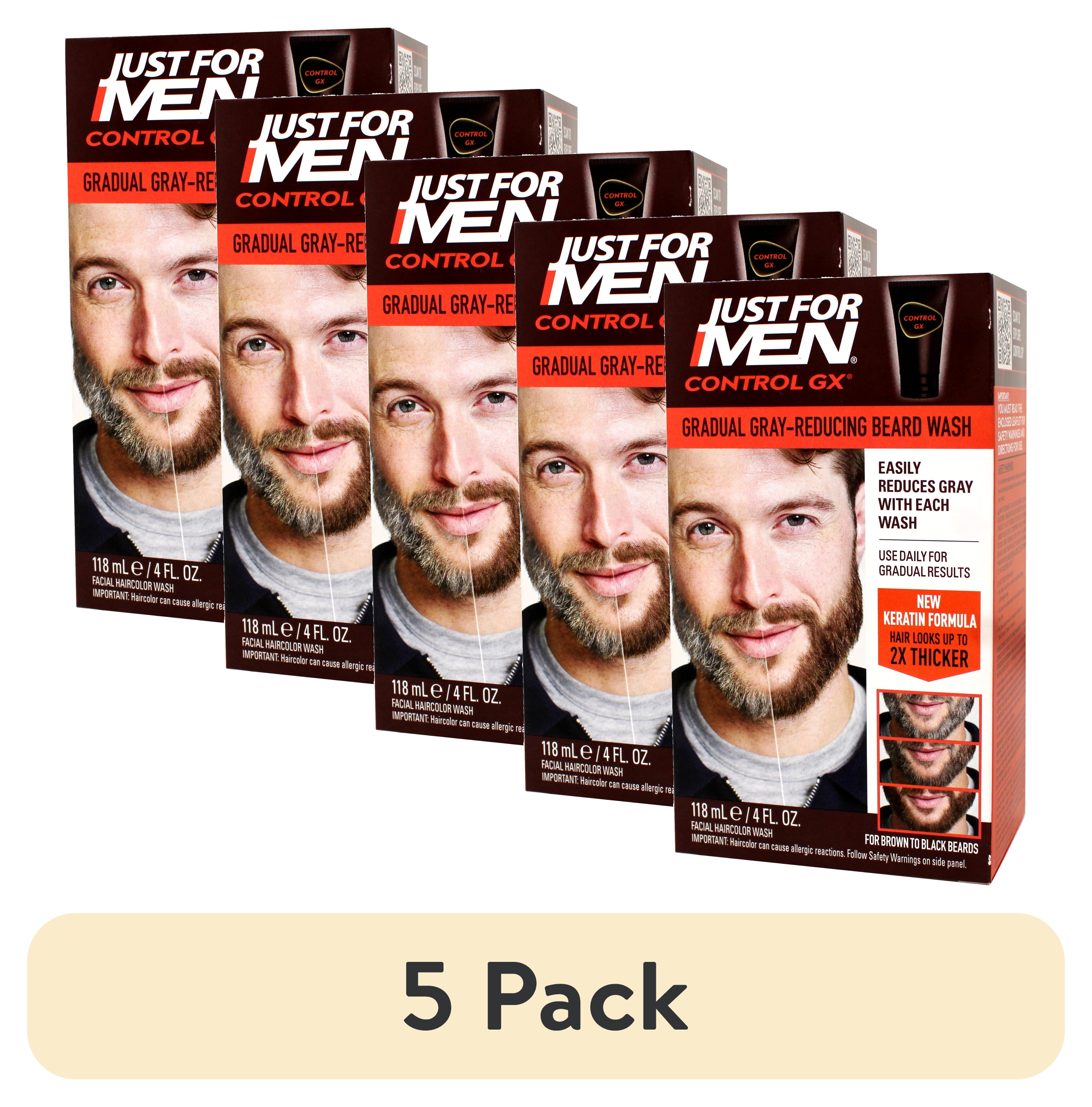 (5 pack) Just for Men Control GX Grey Reducing Beard Wash with Keratin ...