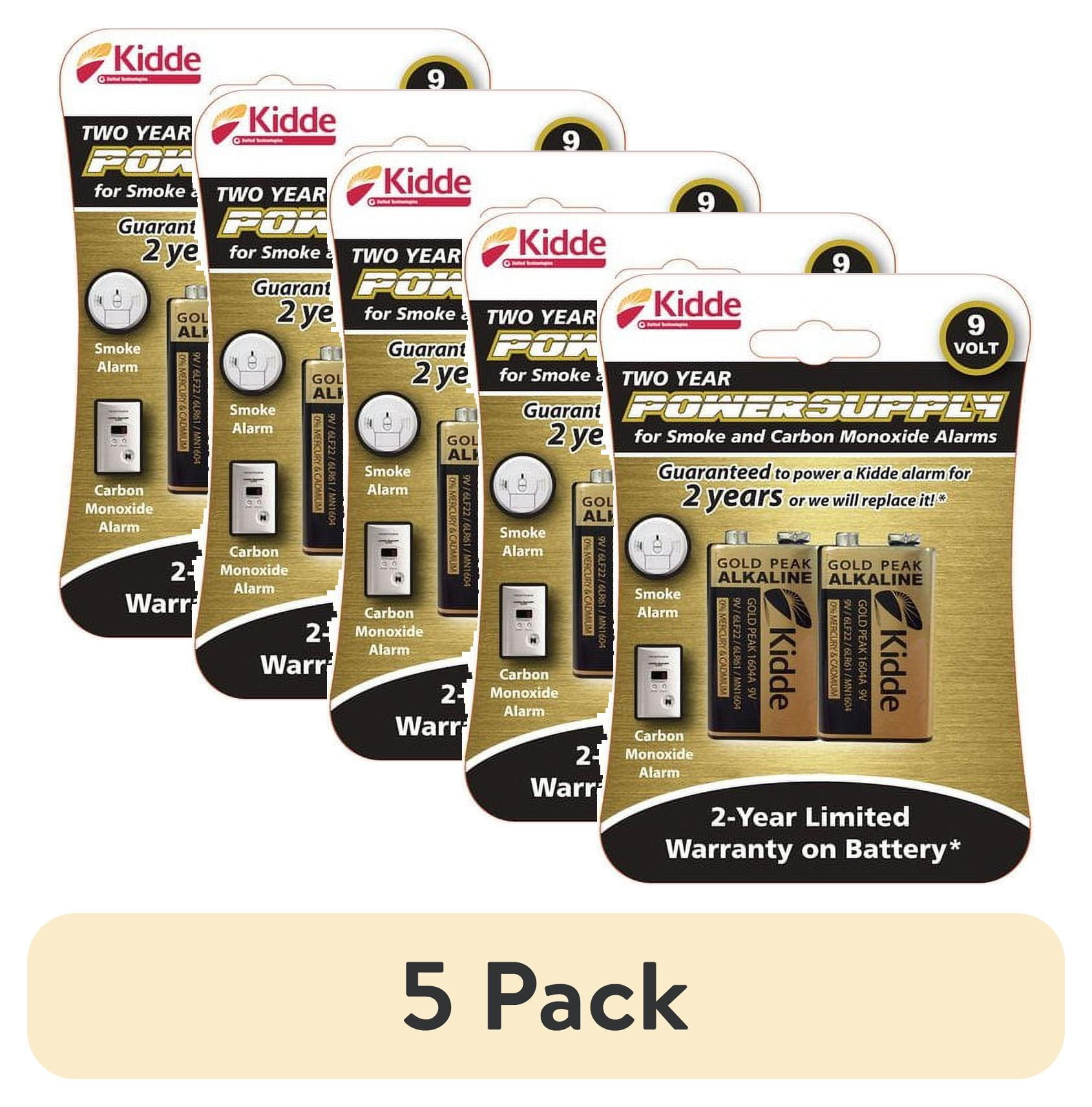 (5 pack) Kidde 9-Volt Smoke Detector Replacement Battery, 2 Count ...