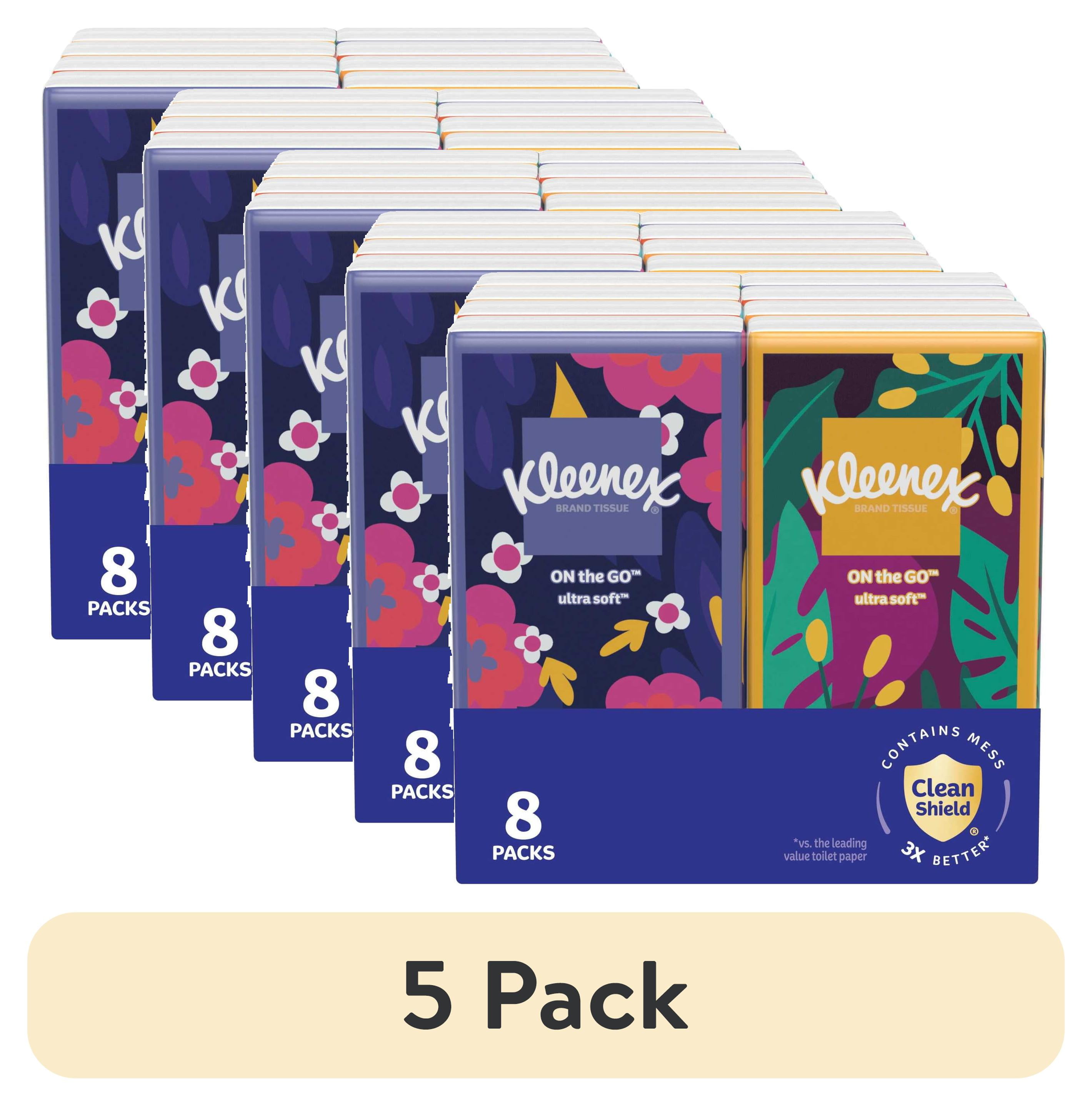 (5 pack) Kleenex On-The-Go Facial Tissues, 8 On-The-Go Packs, 10 ...