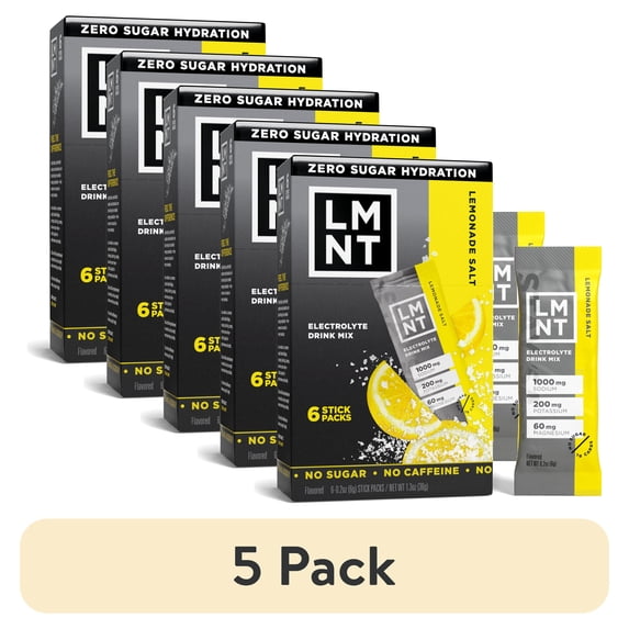 (5 pack) LMNT Zero Sugar Electrolyte Drink Mix - Lemonade - 6 Count ...