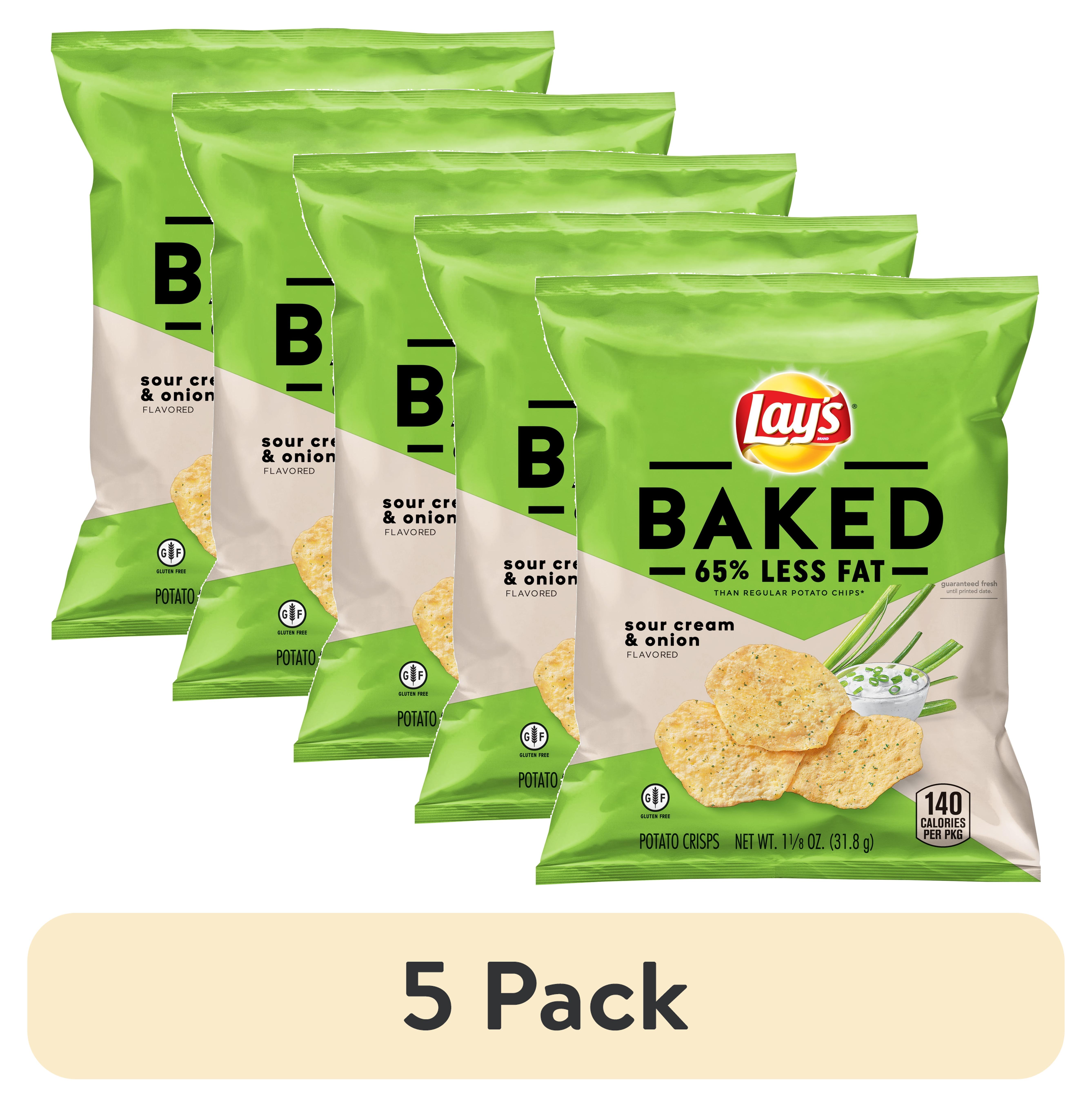 (5 pack) Lay's Sour Cream & Onion Baked Potato Crisps, 1.125 oz Bag - Walmart.com