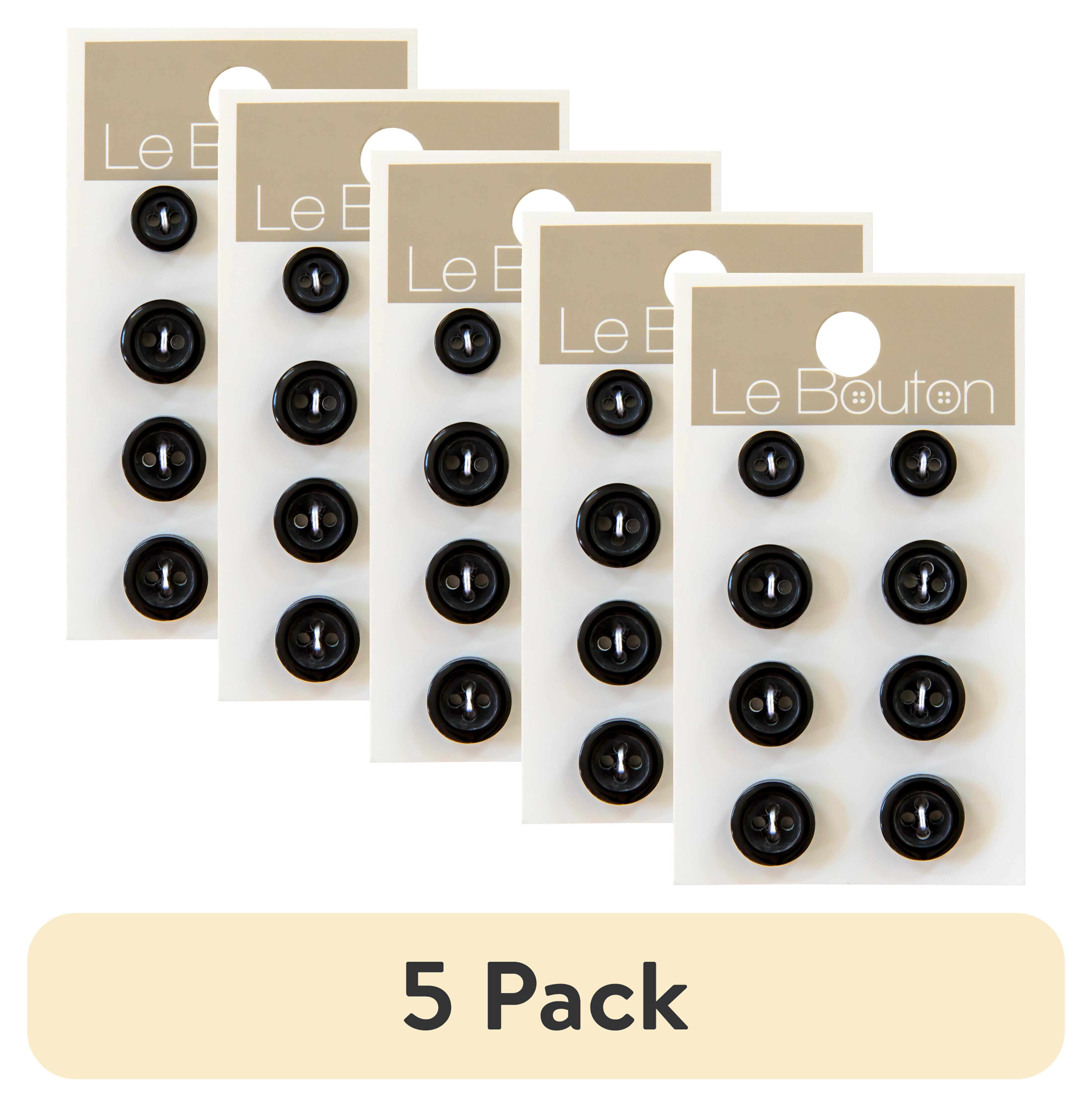 (5 pack) Le Bouton Black Assorted Sew Thru Shirt Buttons, 8 Pieces, 100 ...