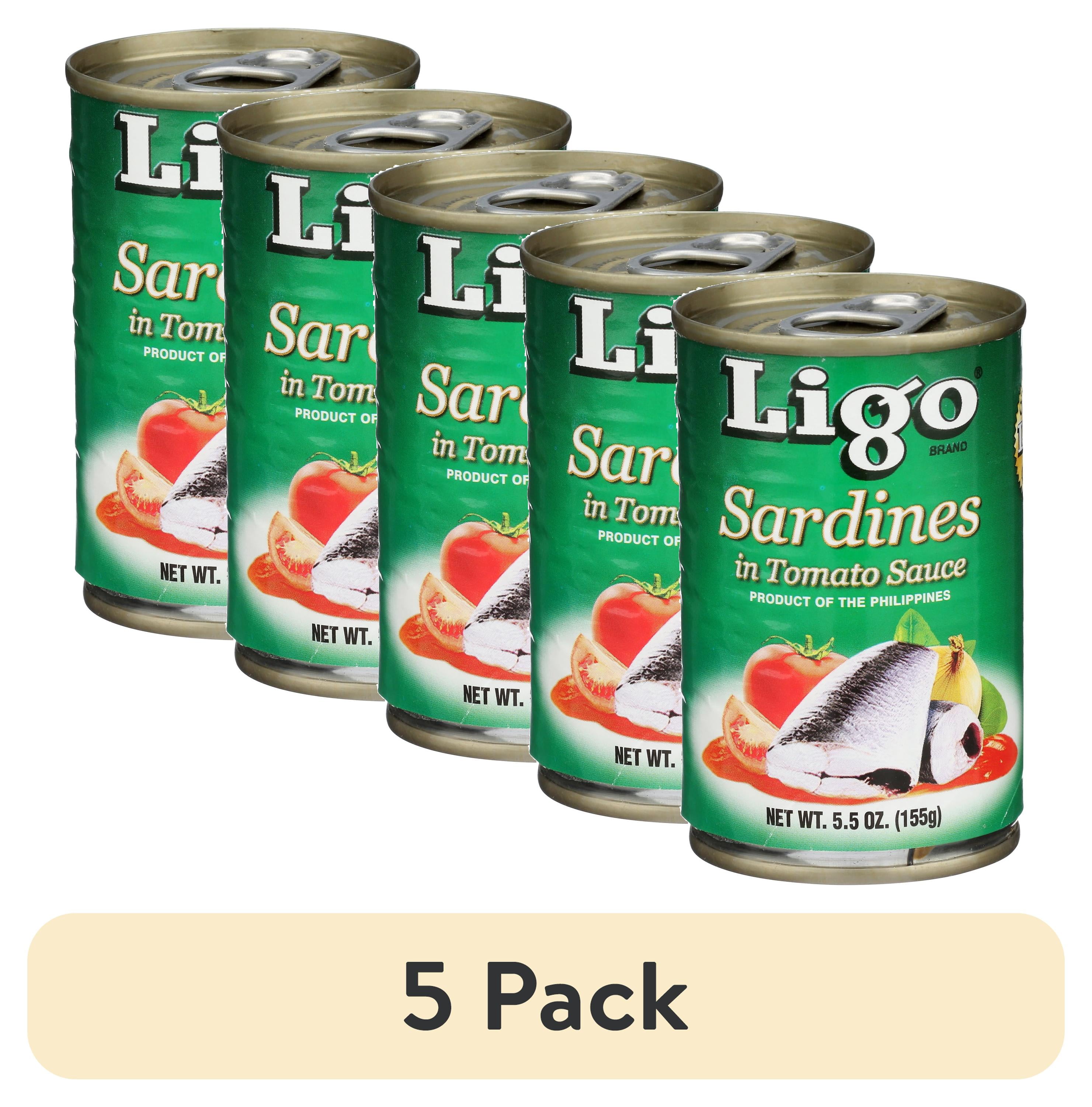 (5 pack) Ligo Sardines Green in Tomato Sauce, 5.5 oz Can - Walmart.com