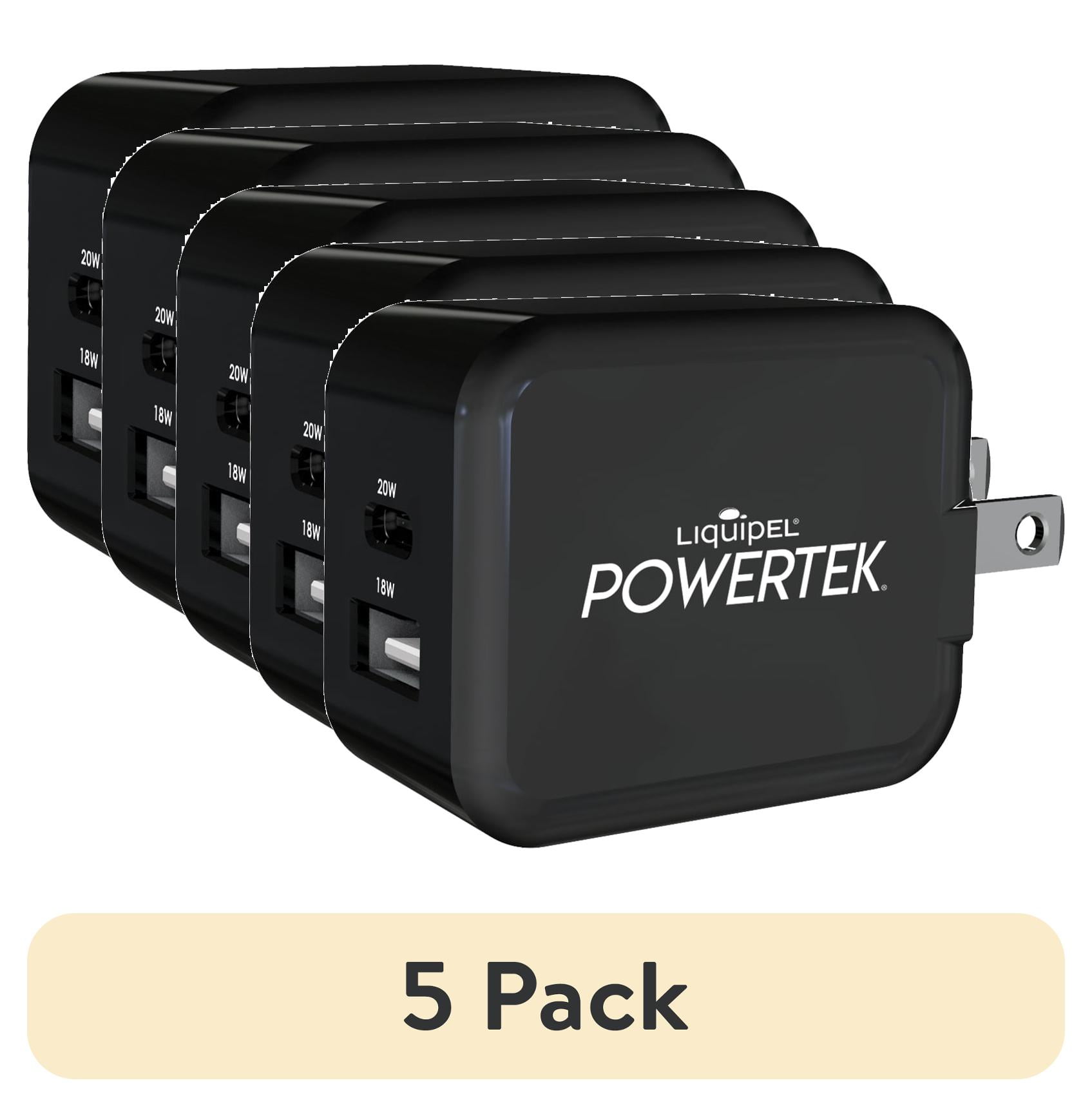 (5 pack) Liquipel Powertek USBC 20W and USBA 18W Dual Port Wall Charger ...