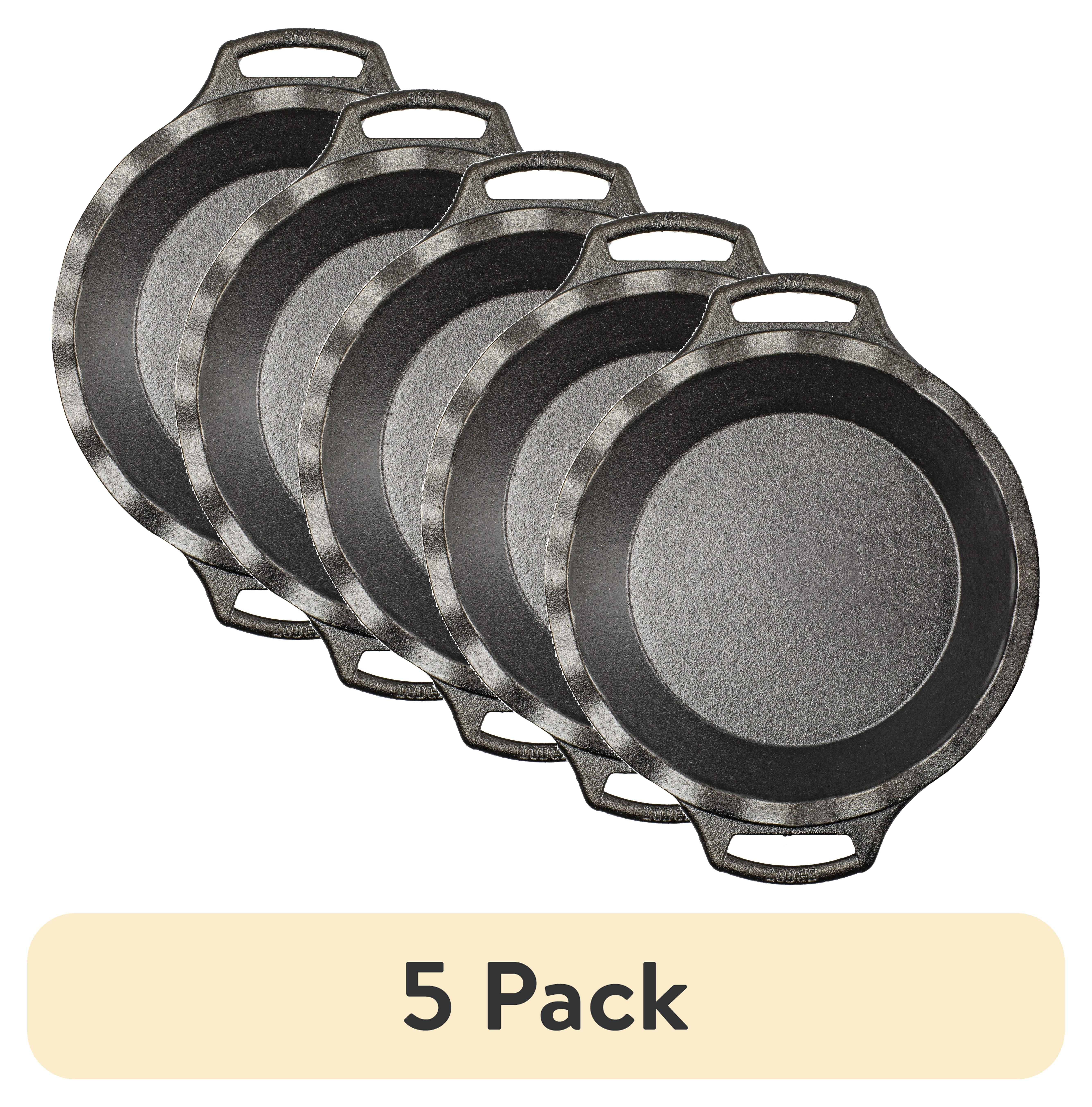 (5 pack) Lodge Cast Iron Crimped Pie Pan Seasoned Dual Handles 9 ...