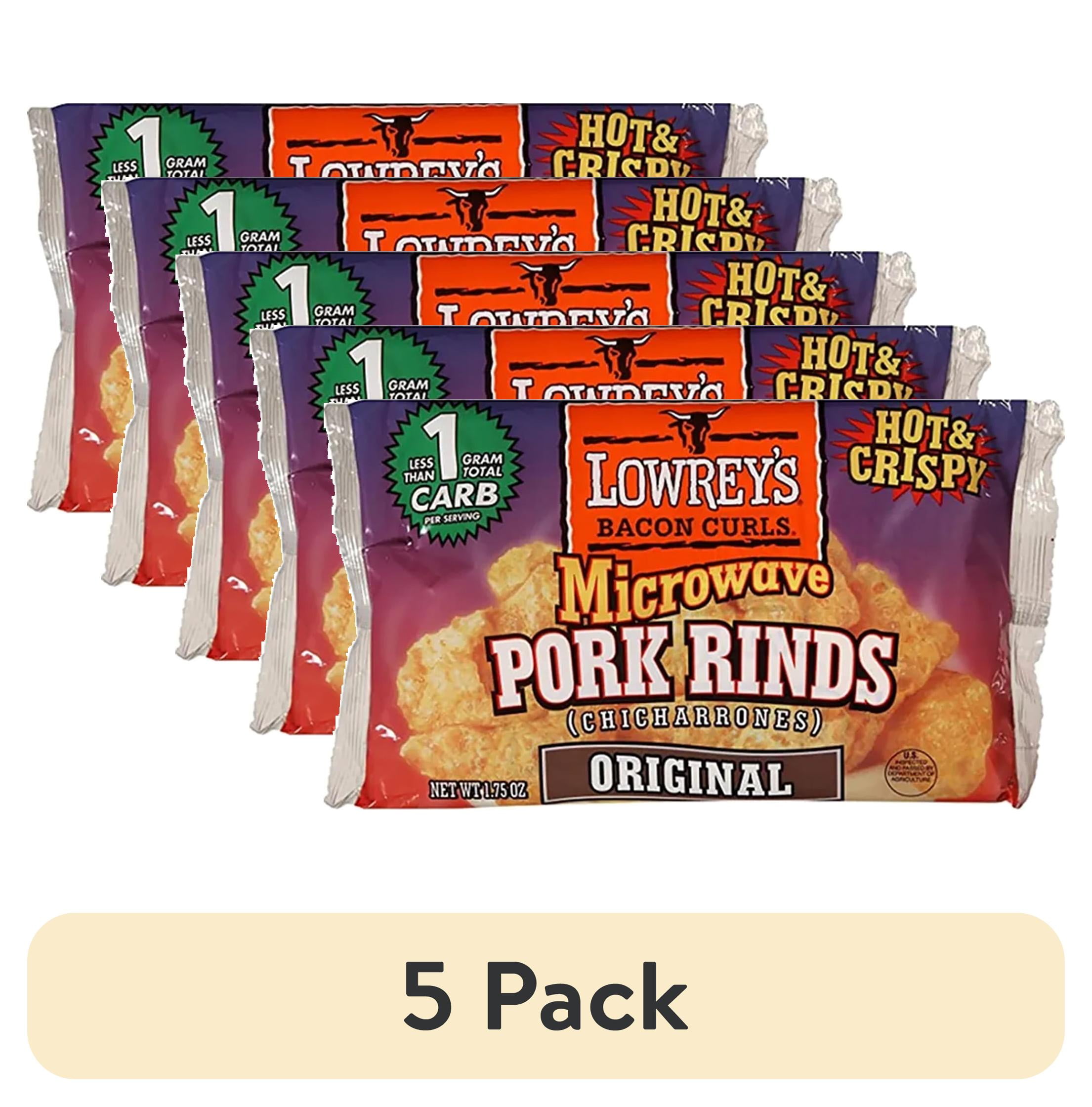 (5 pack) Lowrey's Microwave Popcorn Pork Rinds, Original, 1.75oz ...