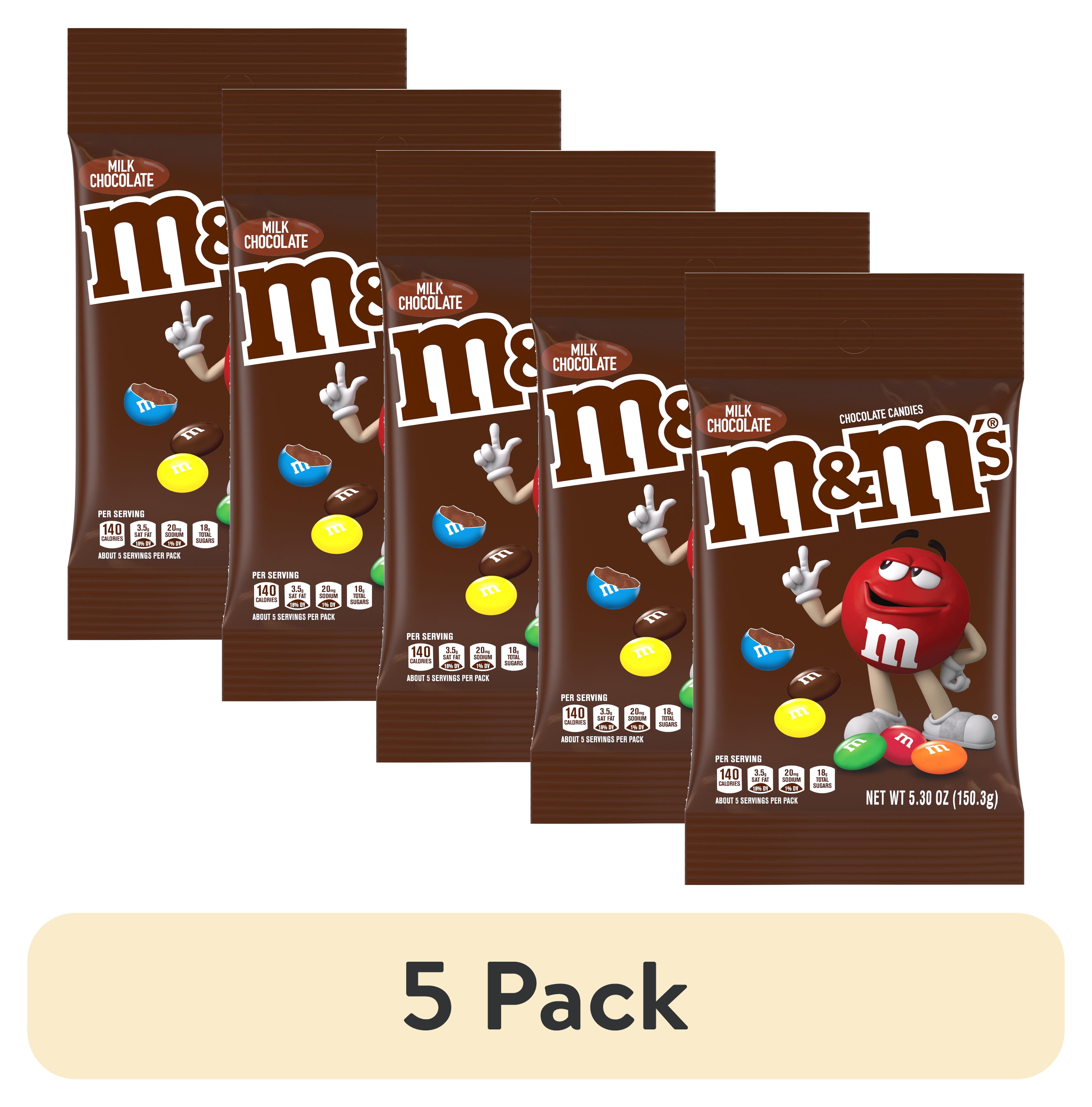 (5 pack) M&M's Milk Chocolate Candy, 5.3 oz, Plastic Bag - Walmart.com