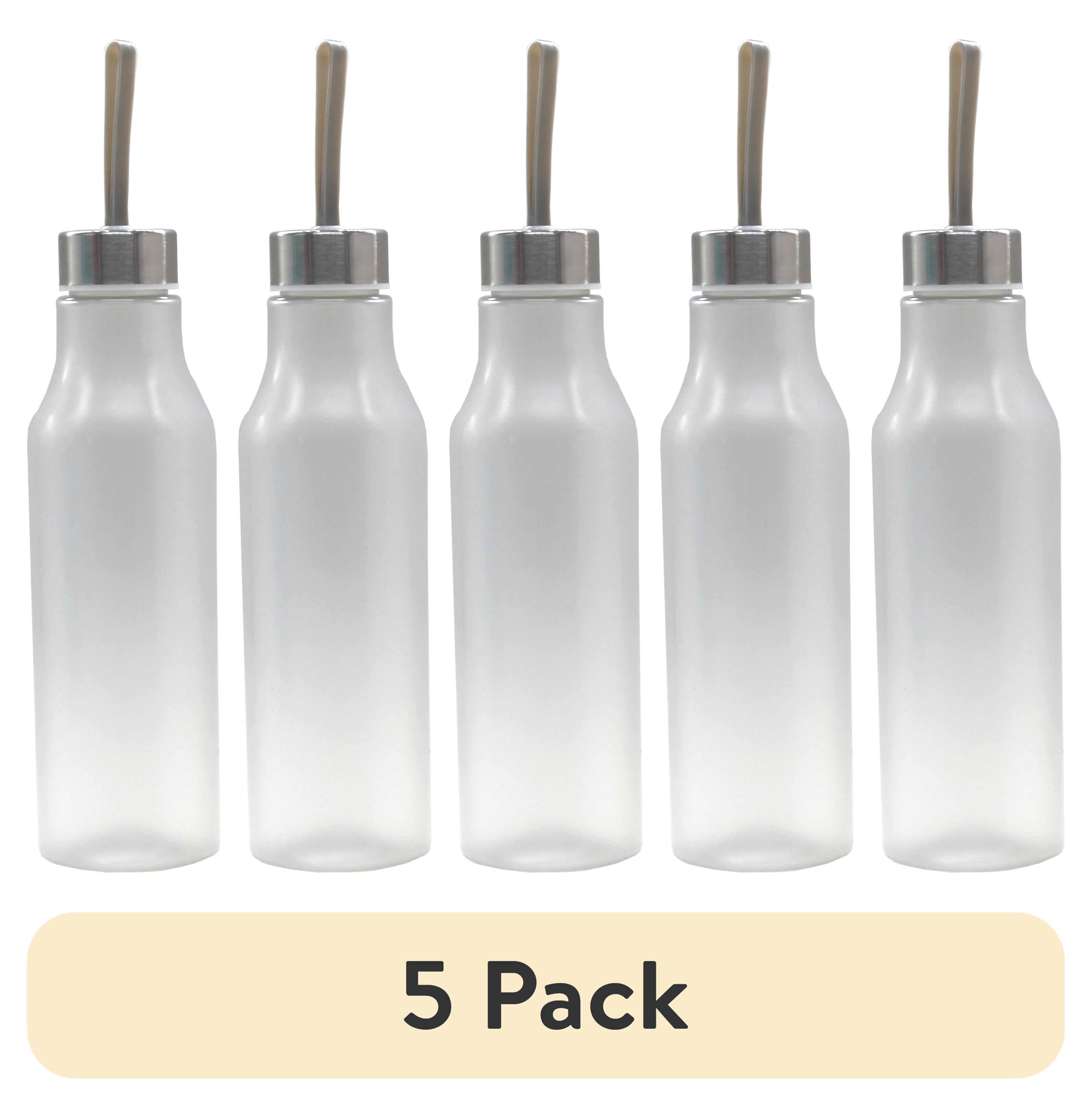 (5 pack) Mainstays 20oz Plastic Clear Water Bottle with Stainless Steel ...