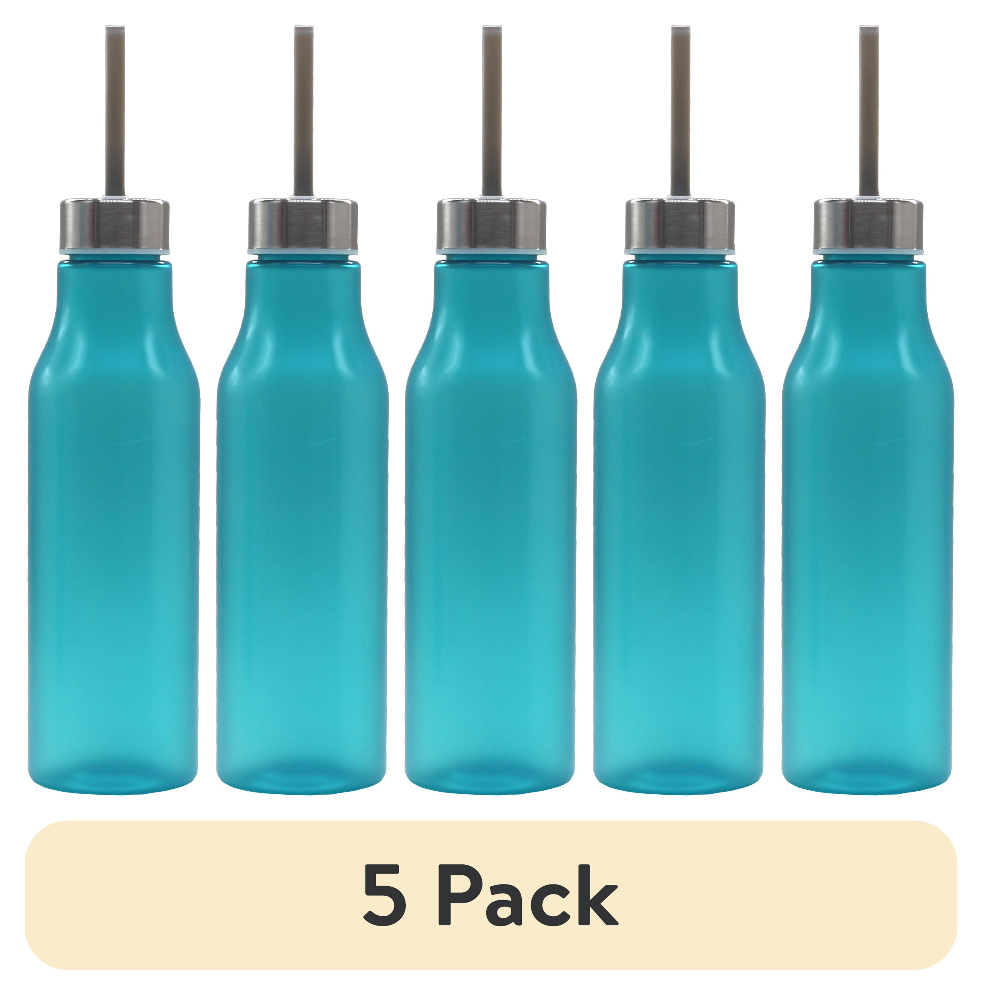 (5 pack) Mainstays 20oz Plastic Water Bottle with Stainless Steel Screw ...