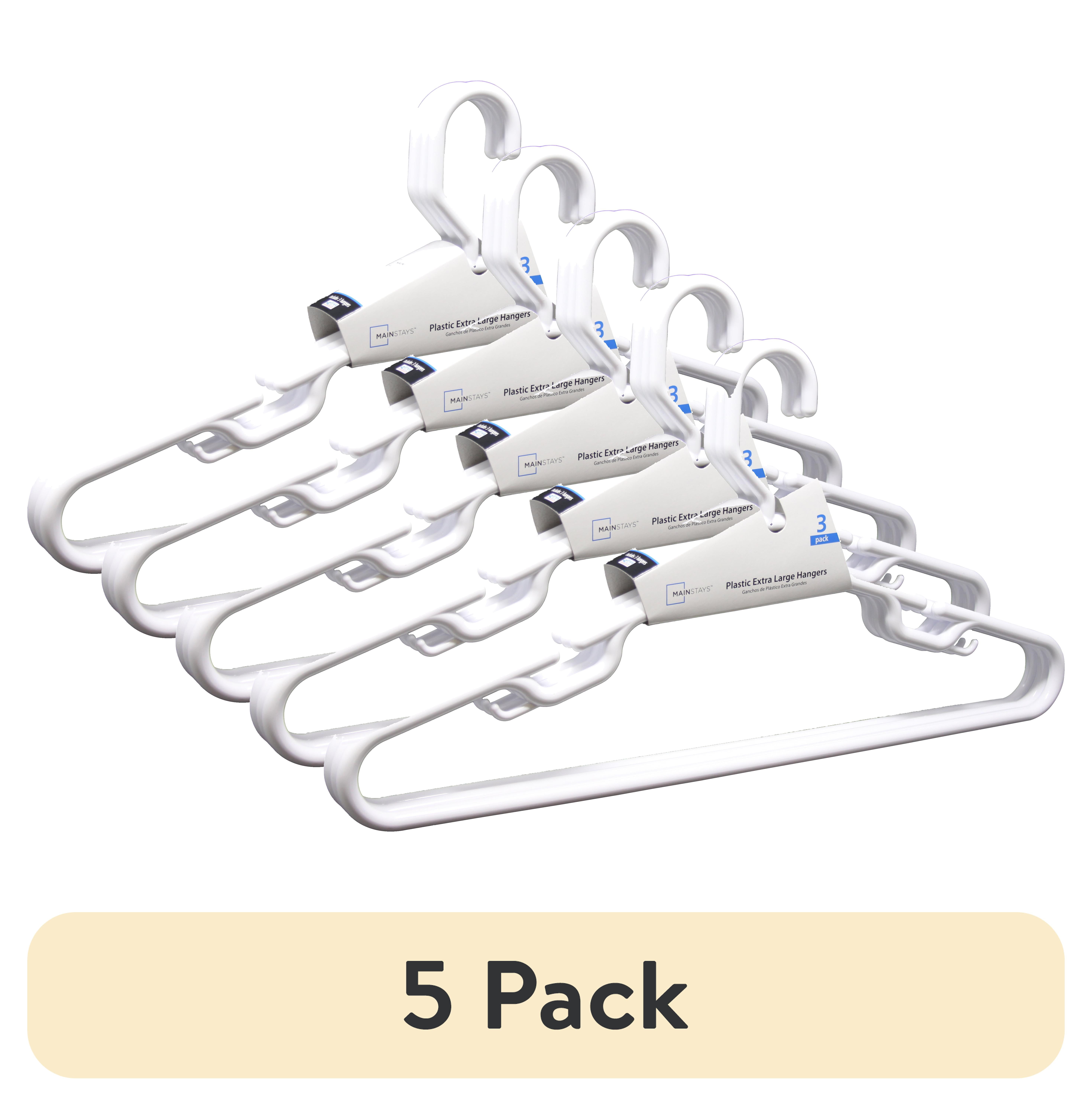 (5 pack) Mainstays Extra Large Heavy Duty Plastic Clothing Hangers, 3 ...