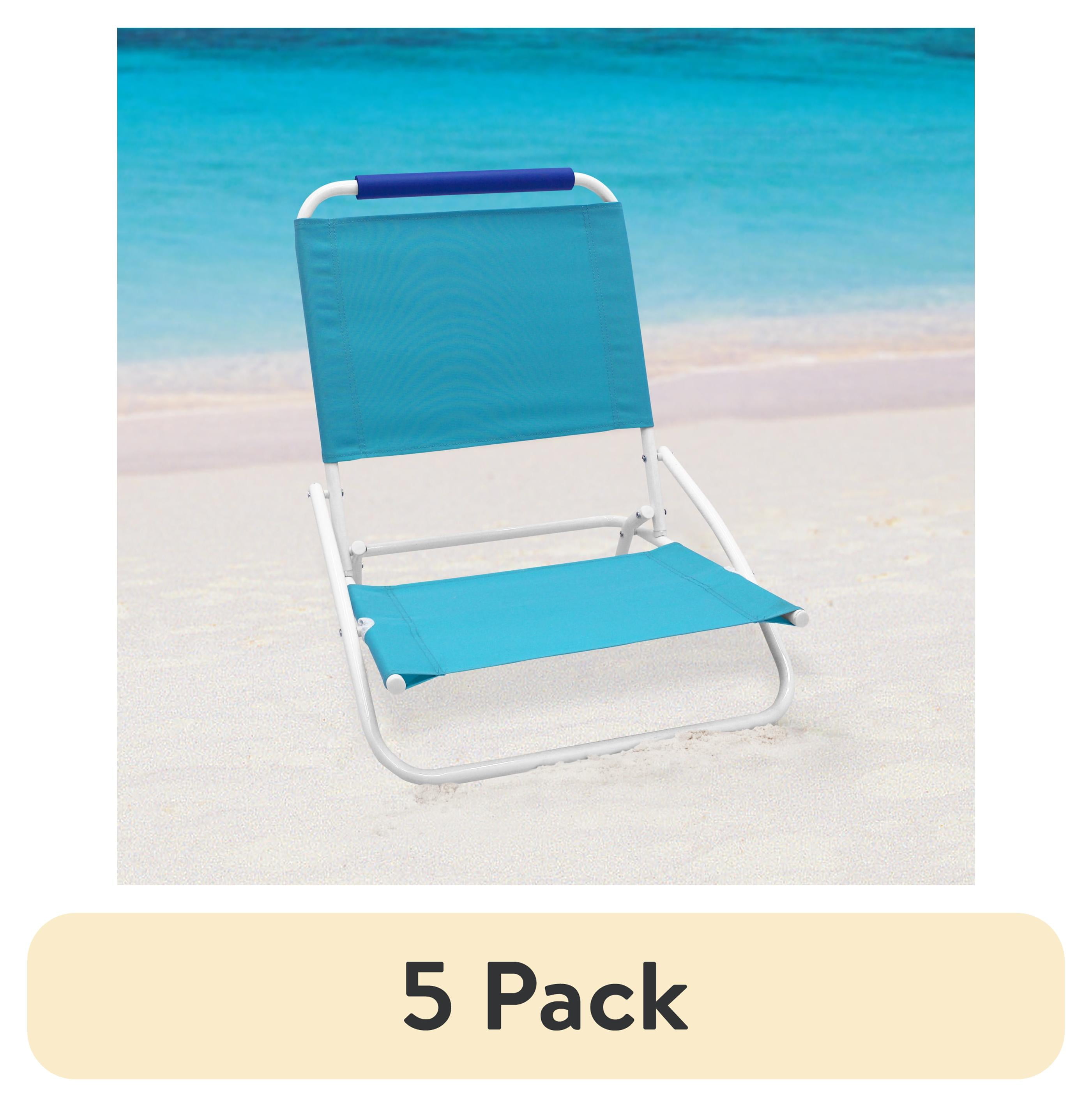(5 pack) Mainstays Folding Beach Sand Chair, Teal - Walmart.com