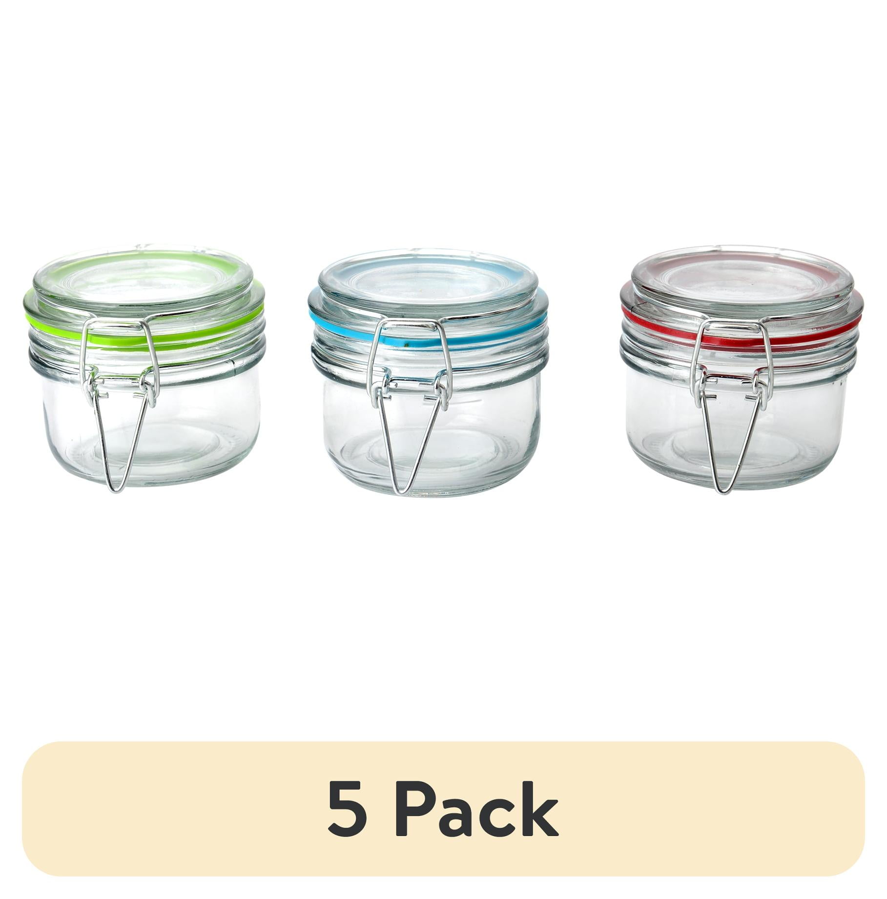 (5 pack) Mainstays Kitchen Storage 5-Ounce Clear Glass Lock Lid Jar ...