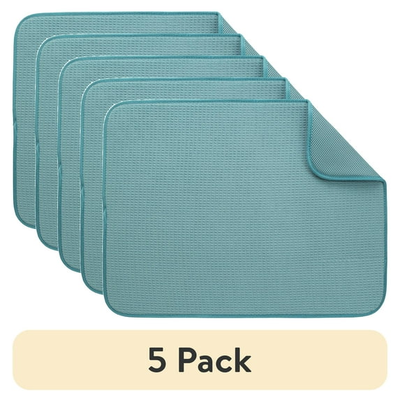 (5 pack) Mainstays Microfiber Dish Drying Mat Teal - Walmart.com
