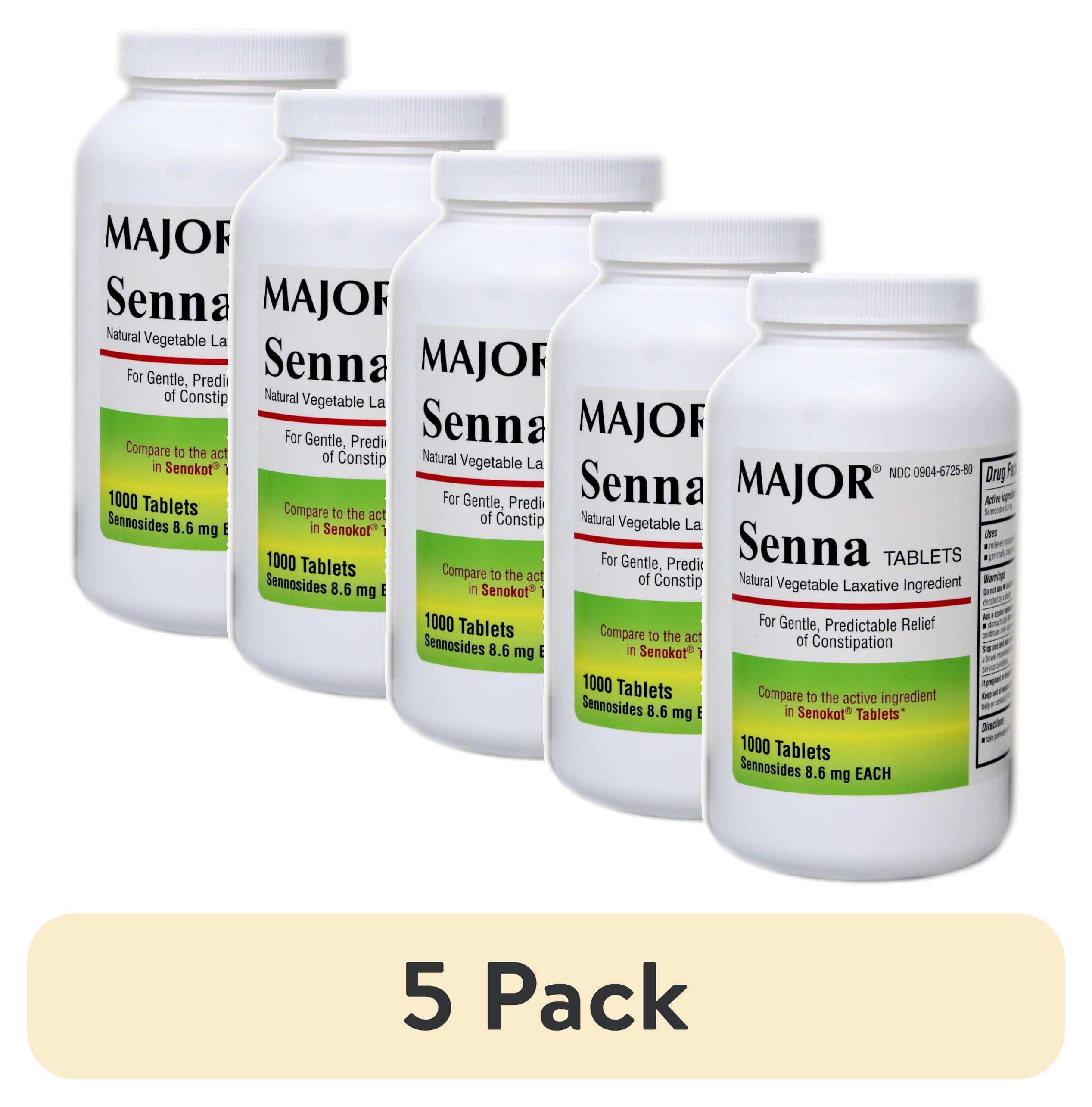 (5 pack) Major Senna (Senokot) Laxative Tablets 8.6 mg. 1000/Btl ...