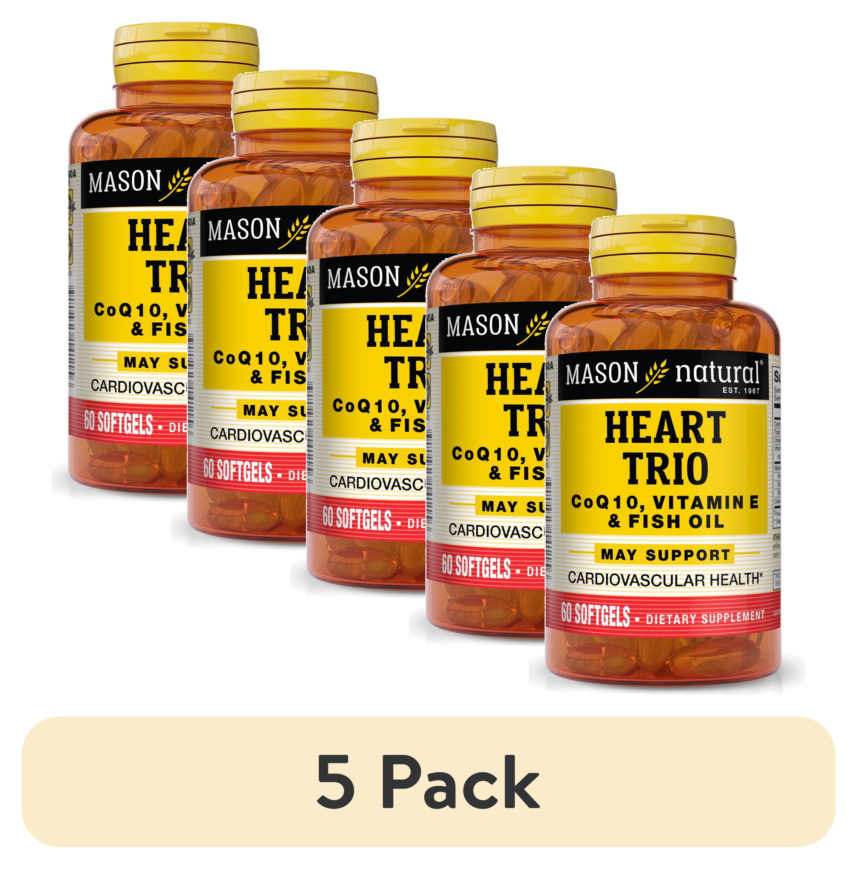 (5 pack) Mason Heart Trio: Co Q10, Vit E & Fish Oil - Boosts Heart ...