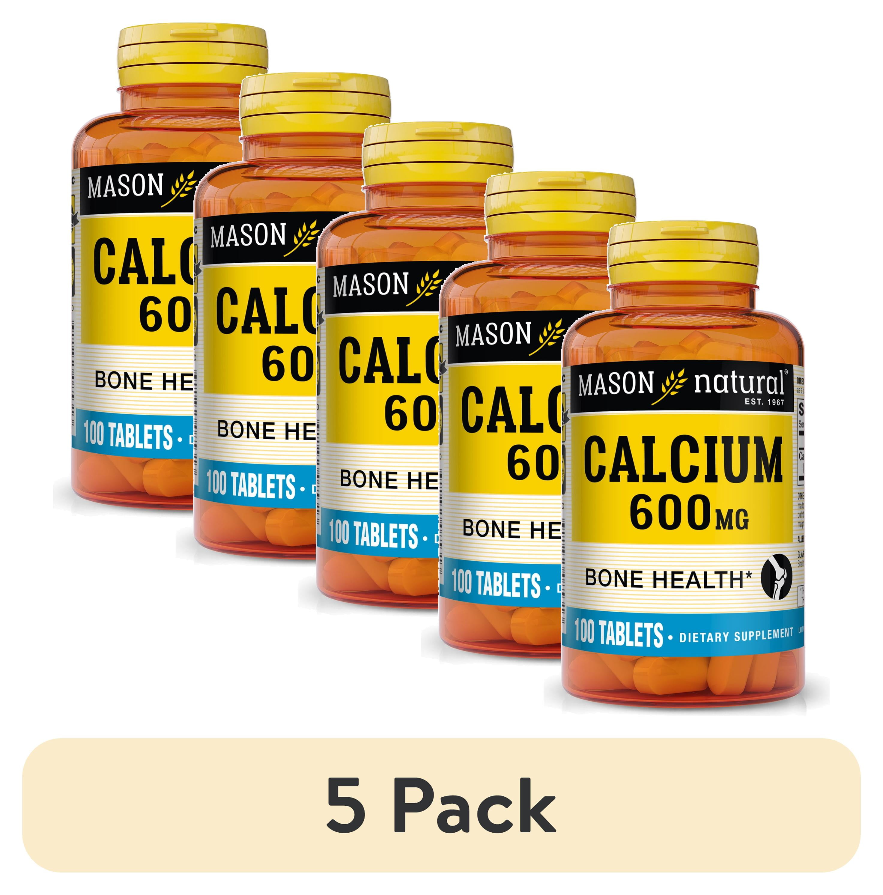 (5 pack) Mason Natural Calcium 600 mg - Supports Healthy Bones and ...