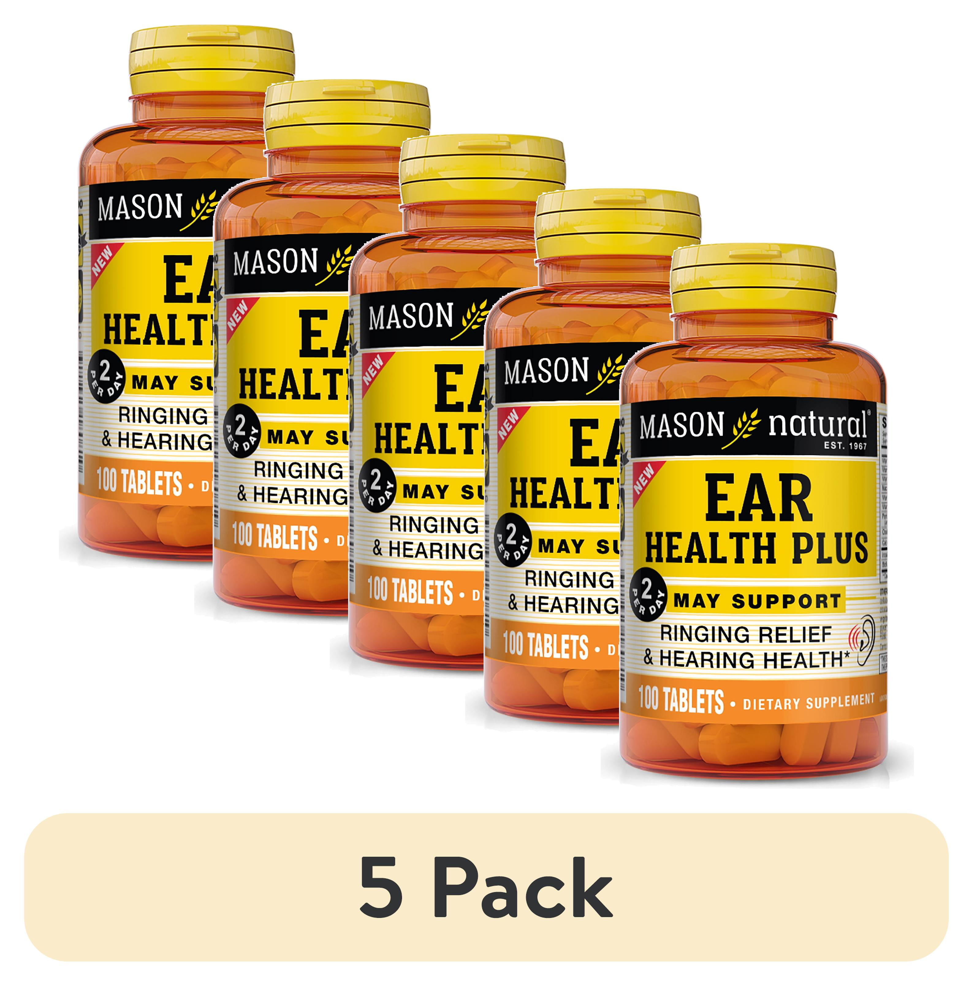 (5 pack) Mason Natural Ear Health Plus with B Vitamins, Supports ...