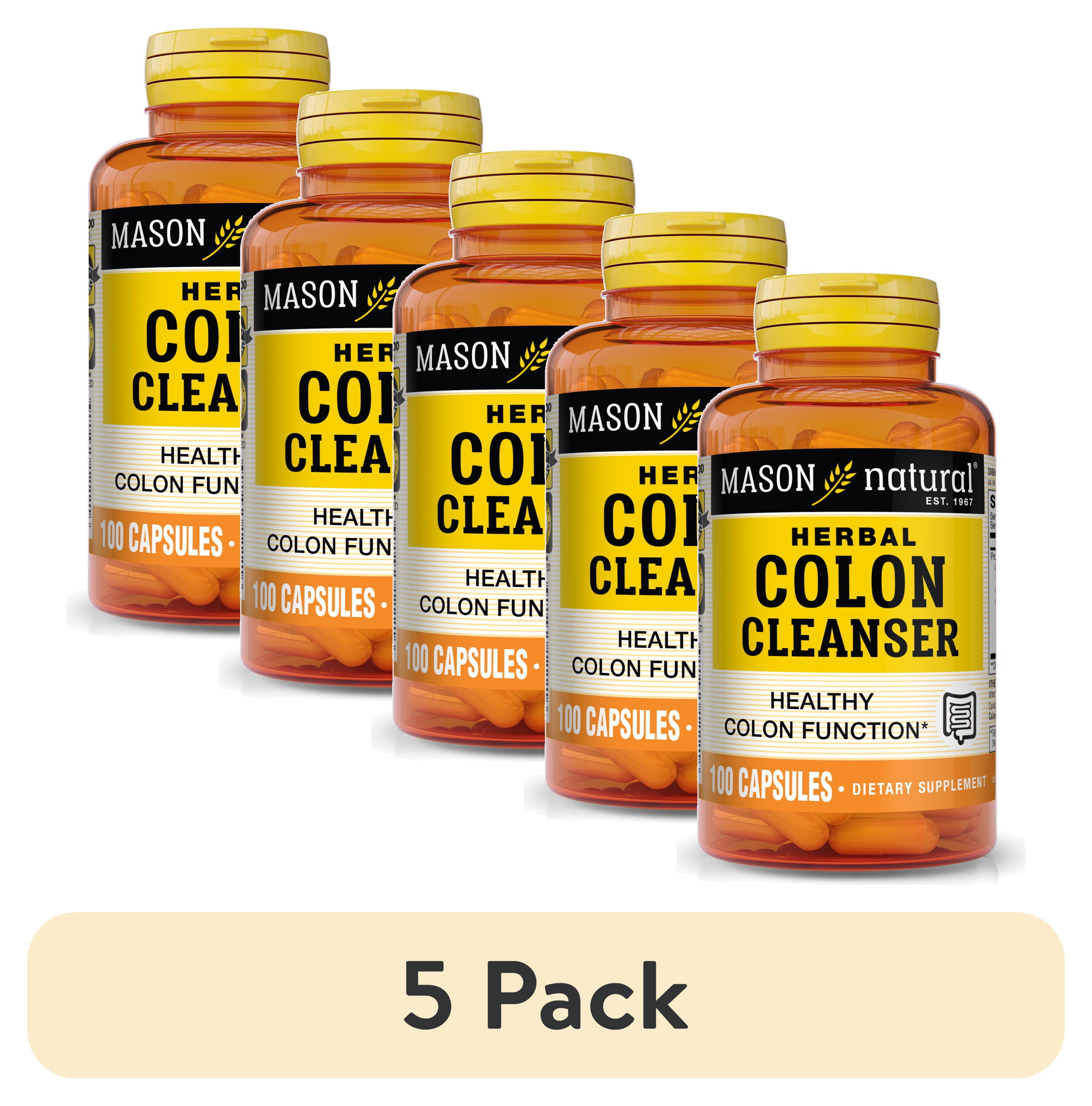 (5 pack) Mason Natural Herbal Colon Cleanse Supplements for Bloating ...