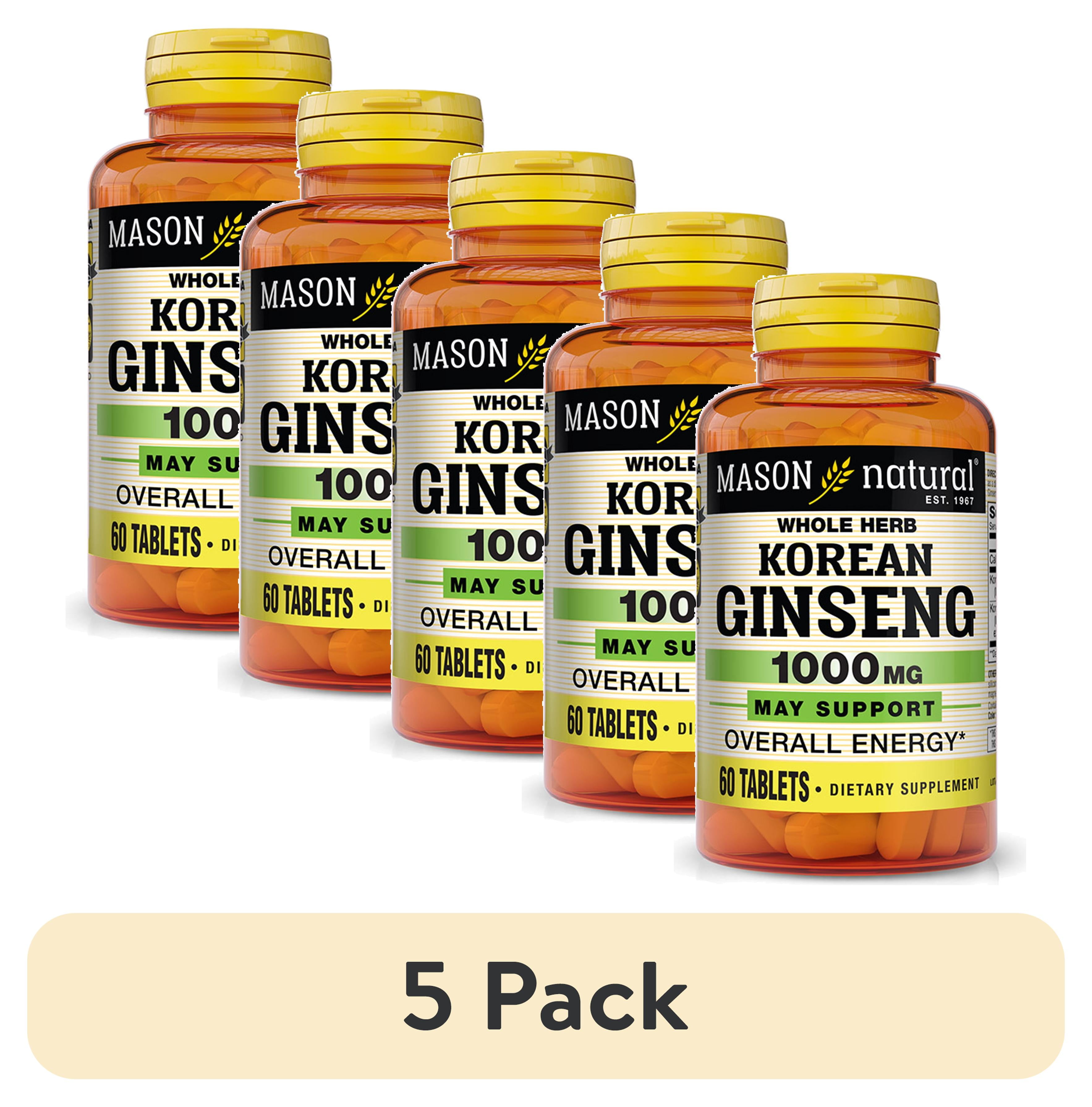 (5 pack) Mason Natural Korean Mason Ginseng 1000mg: Boosts Energy ...