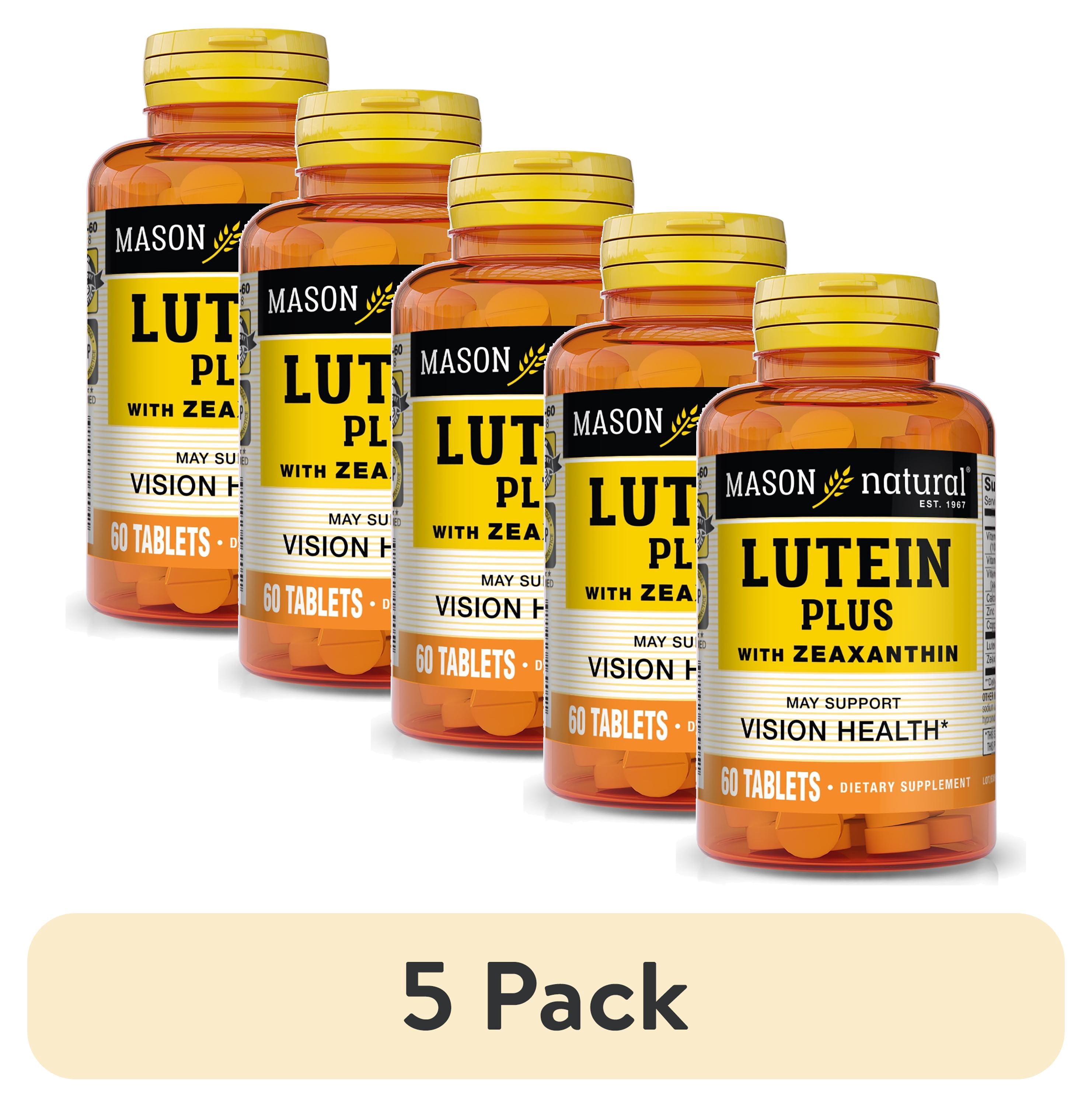 (5 pack) Mason Natural Lutein Plus: Vitamins A, C, E, Zinc, Copper ...