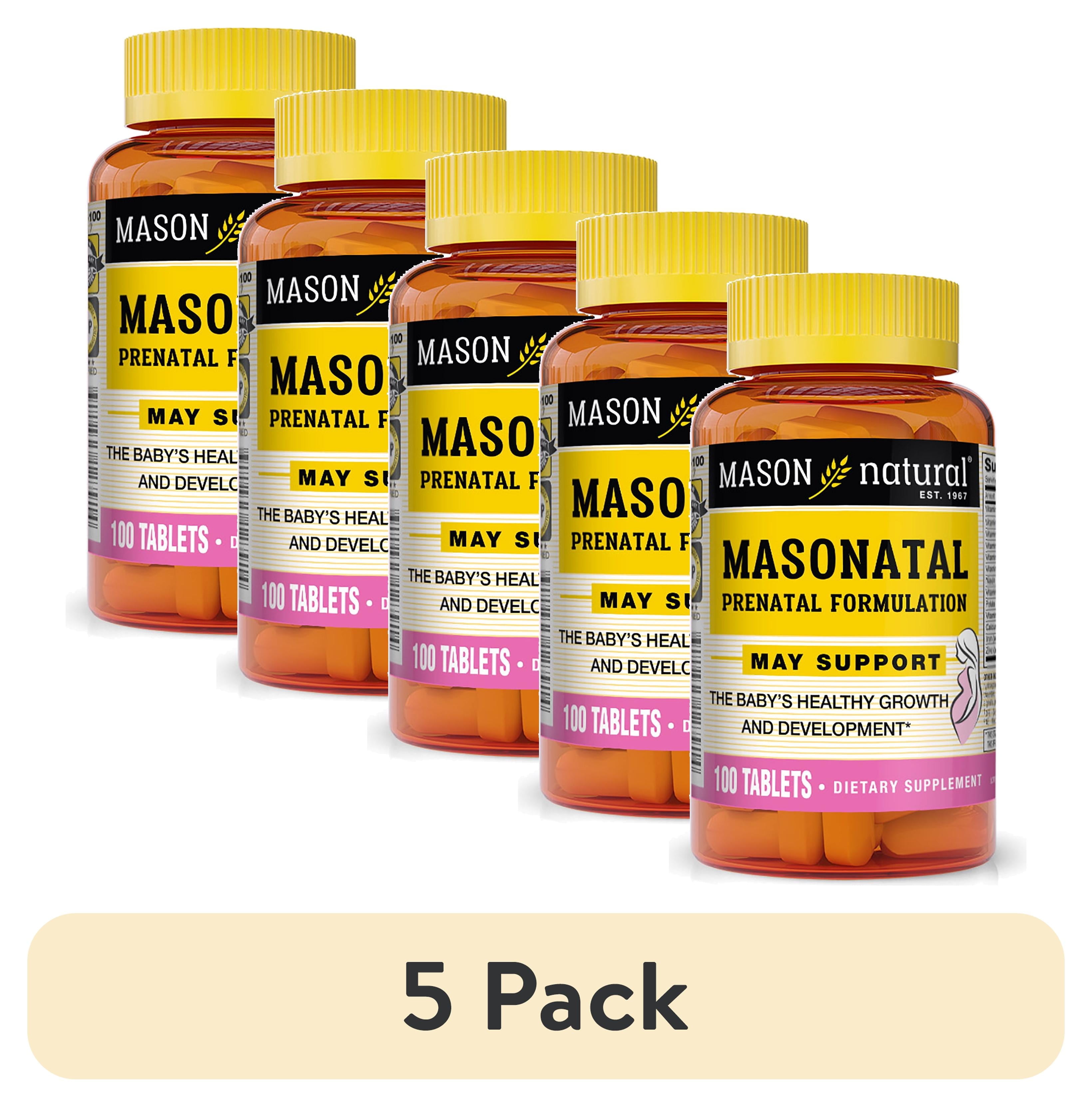 (5 pack) Mason Natural Masonatal Prenatal Formulation Multivitamin for ...