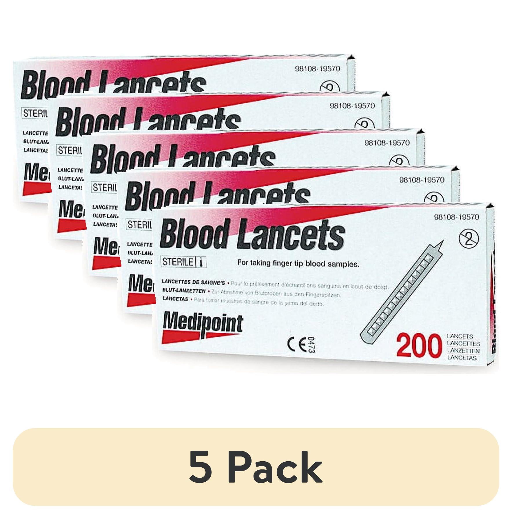 (5 pack) Medipoint Blood Lancets 200 Count - For Taking Finger Tip ...