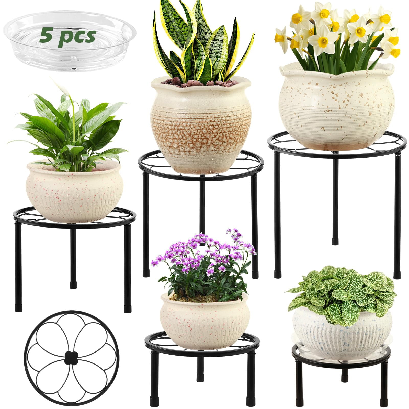 5-pack Metal Plant Stands Indoor Outdoor Rustproof Iron Potted Plant ...