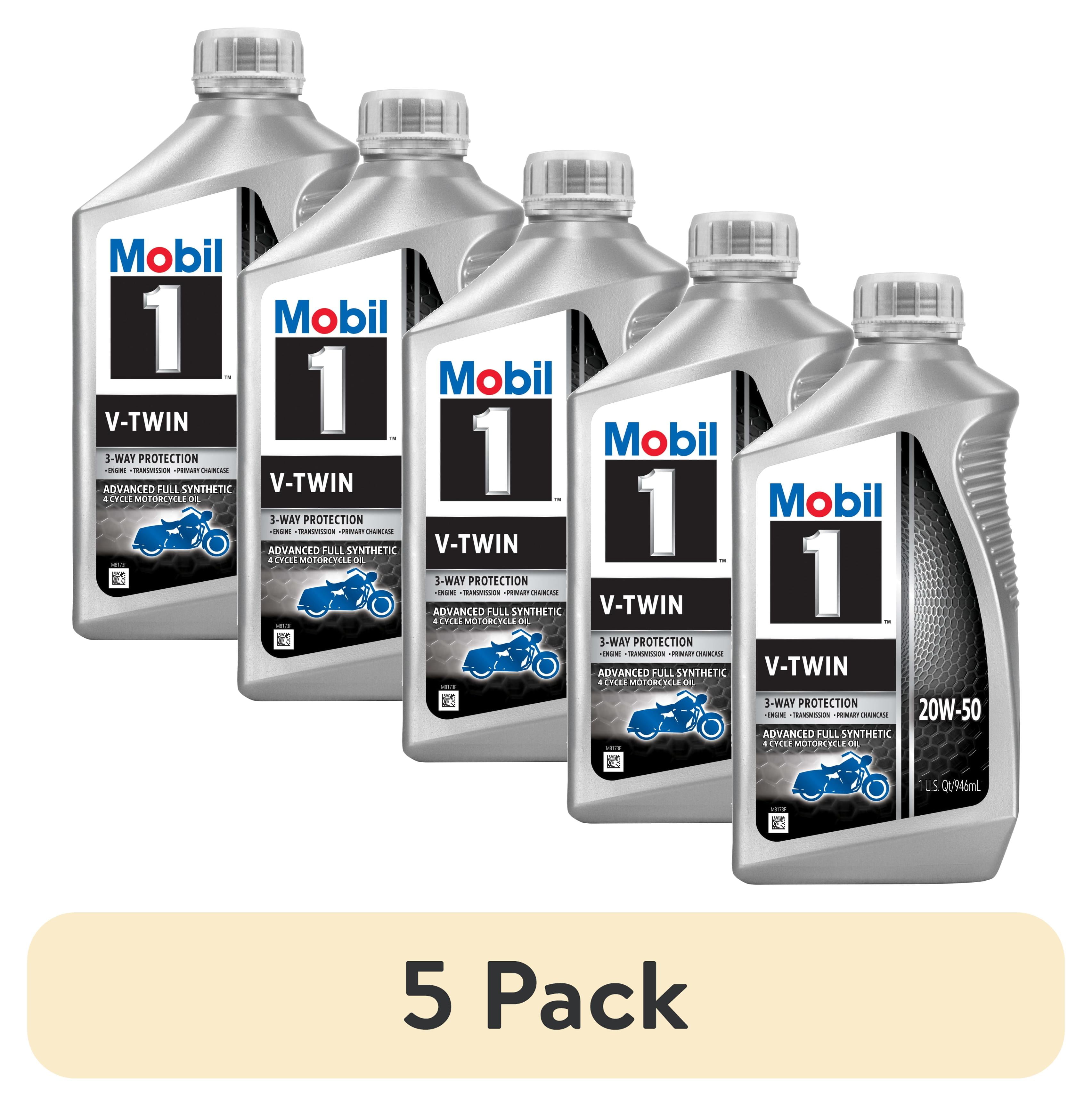 (5 pack) Mobil 1 V-Twin Full Synthetic Motorcycle Oil 20W-50, 1 Quart ...