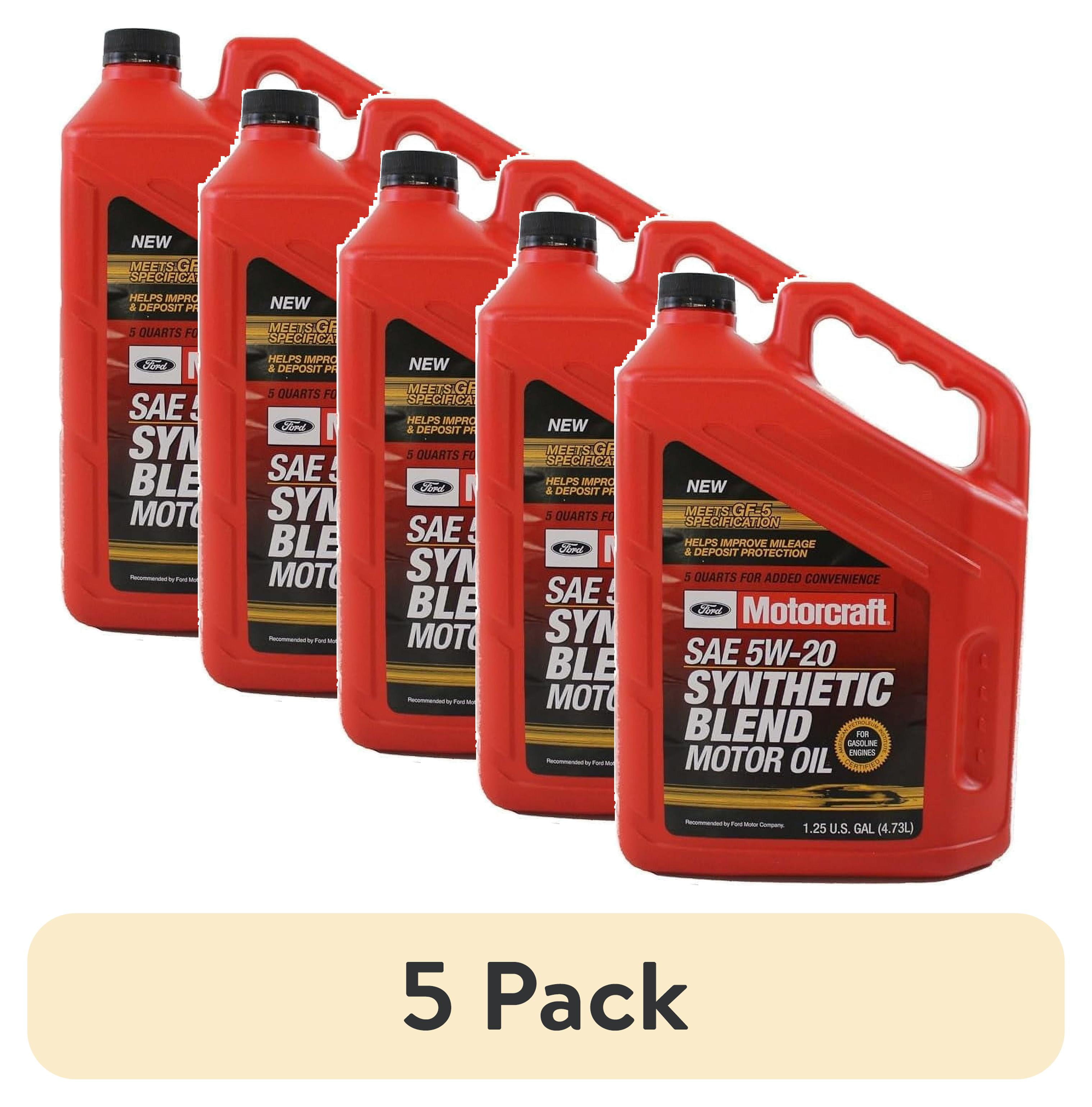 (5 pack) Motorcraft Synthetic Blend Motor Oil 5W-20, 5-Quart Jug, Sold ...