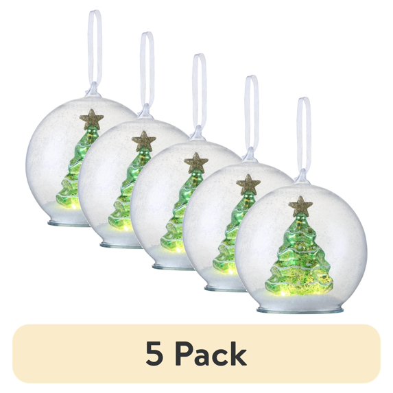 (5 pack) Mr. Christmas 5.5" Mercury Glass Tree Globe Ornament - Green ...