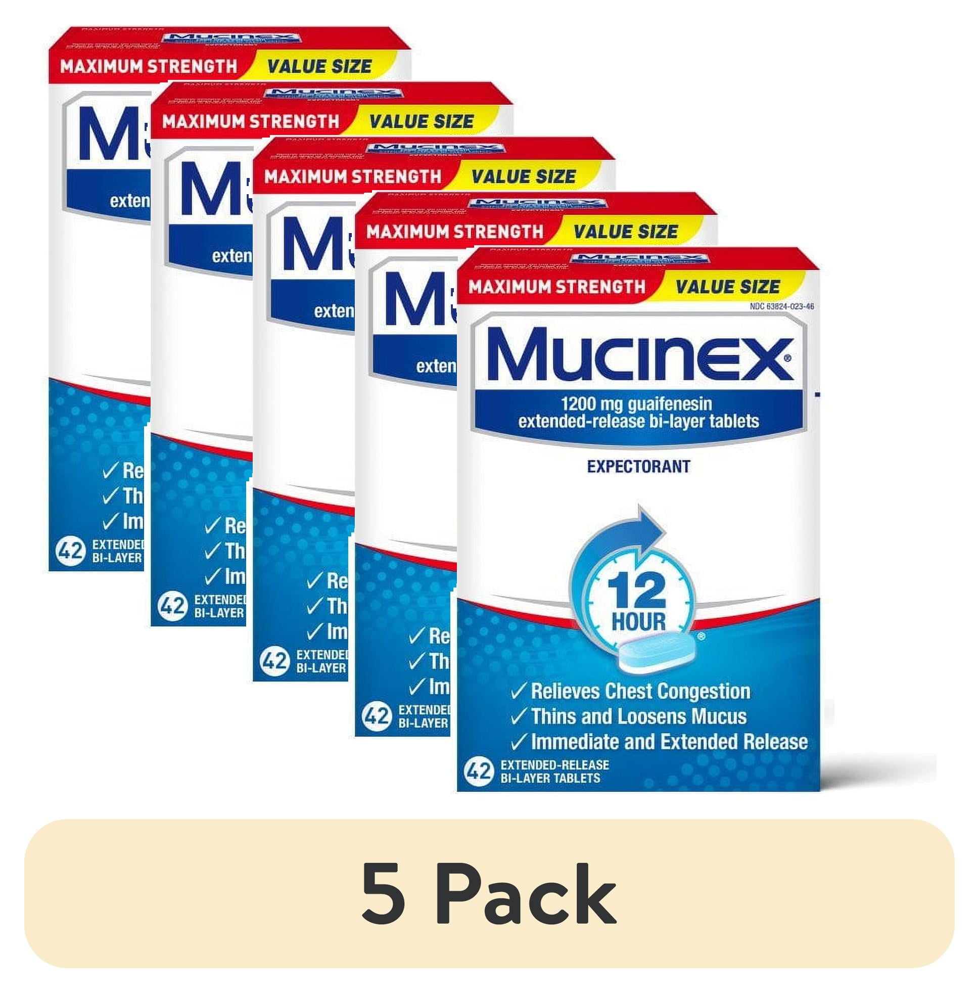 (5 pack) Chest Congestion, Mucinex Maximum Strength 12 Hour Extended ...