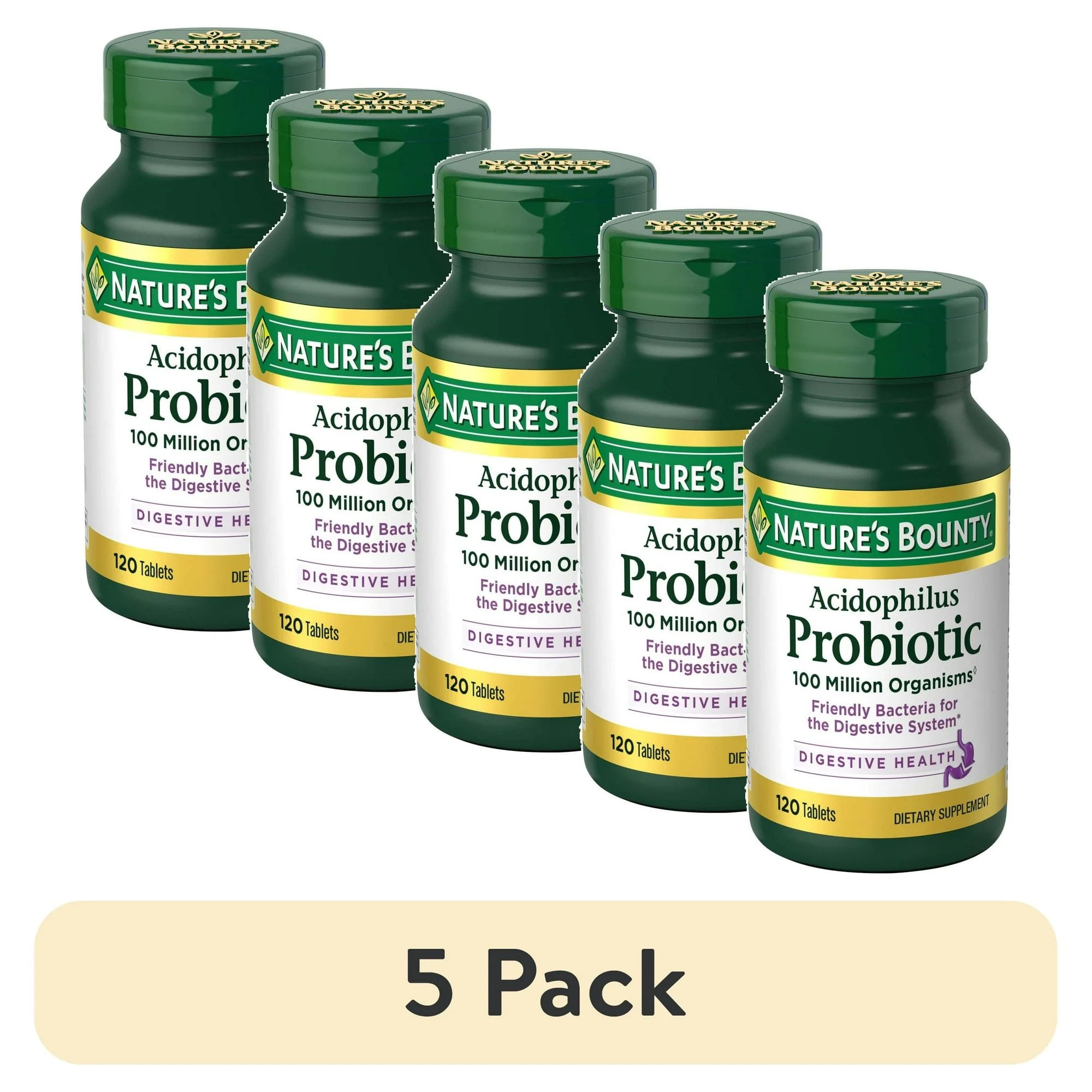 (5 pack) Nature’s Bounty Acidophilus Probiotic Supplement, 120ct ...