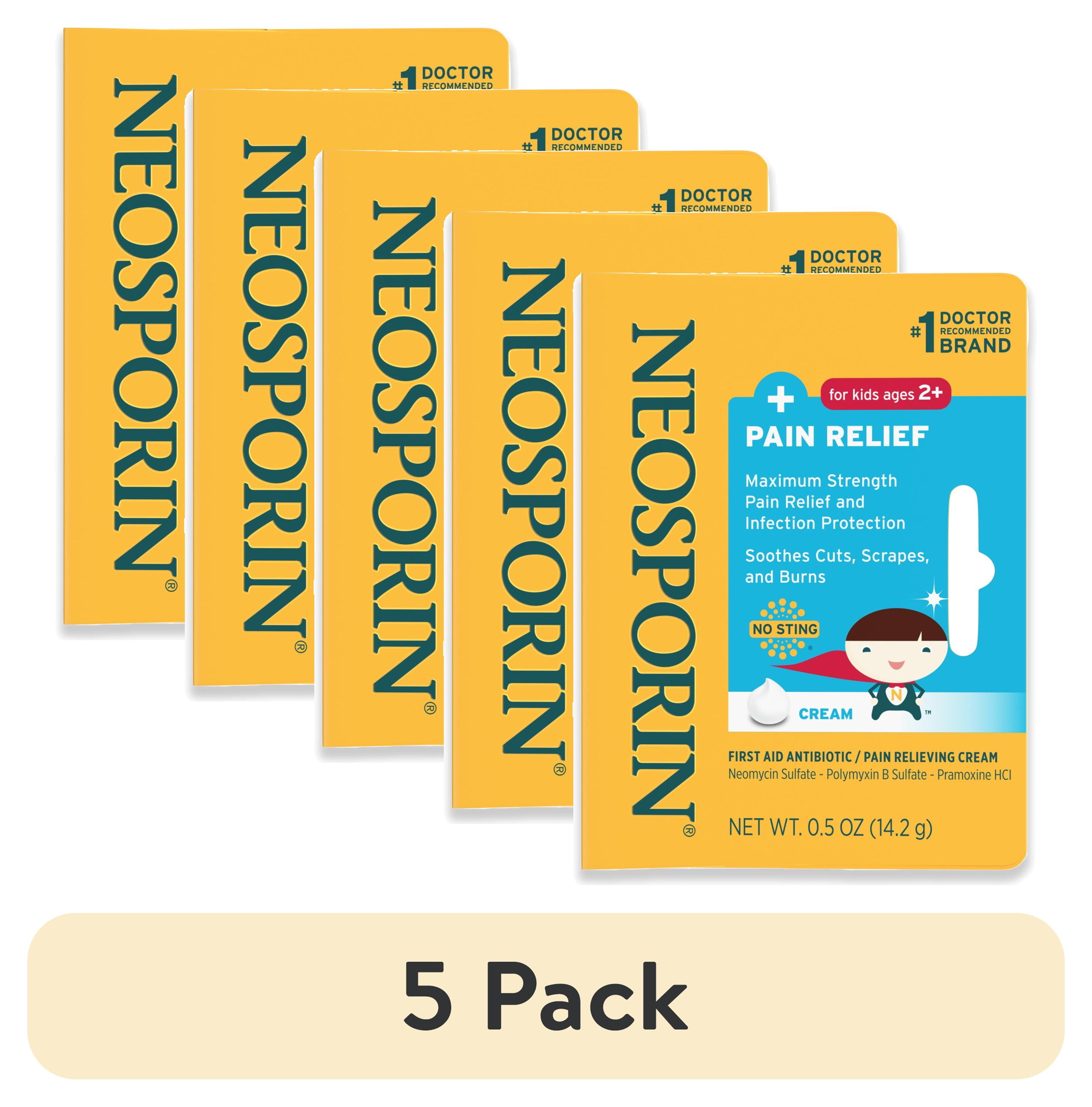 (5 pack) Neosporin + Pain Relief Dual Action First Aid Antibiotic Cream ...