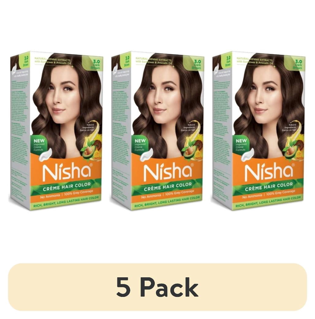(5 pack) Nisha Crème Hair Color Pack 2, Permanent Brown Hair Dye Color ...