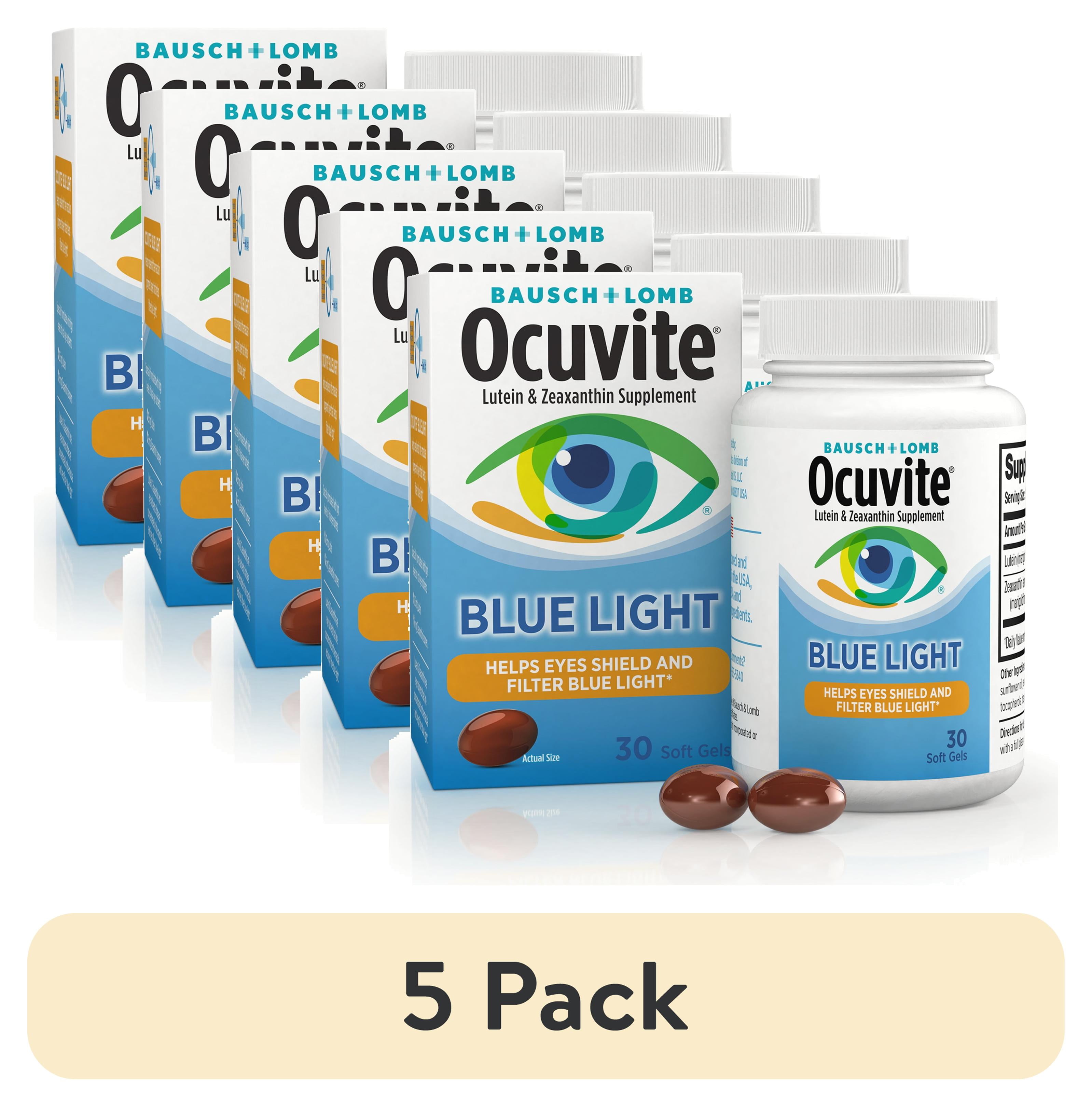(5 pack) Ocuvite Blue Light Lutein and Zeaxanthin Supplements, Eye ...
