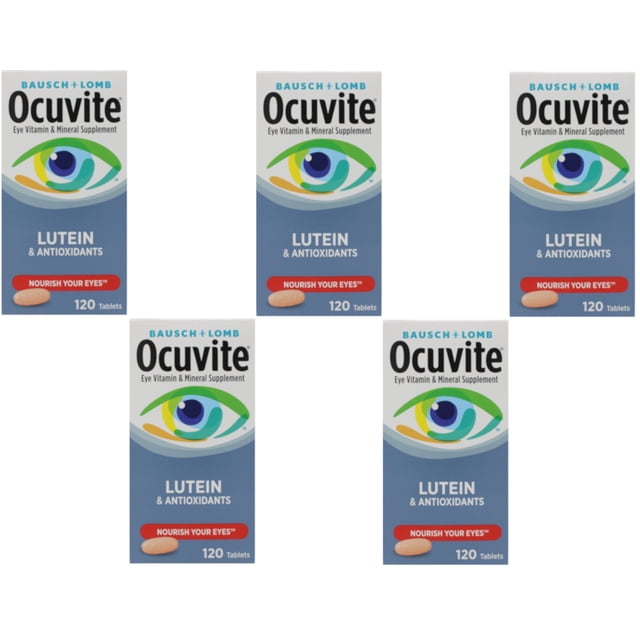 (5 pack) Ocuvite Eye Vitamin & Mineral Supplement Tablets, Lutein ...