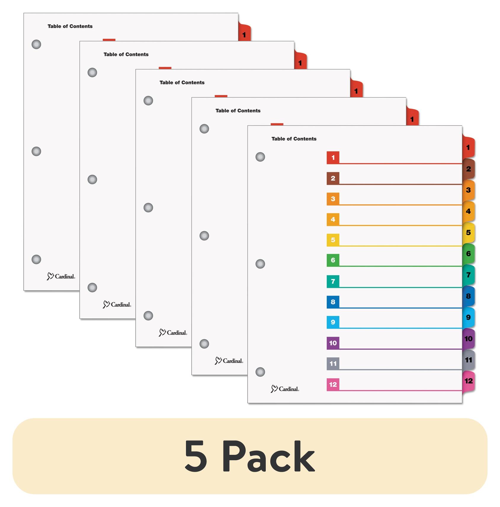(5 pack) OneStep Printable Table of Contents and Dividers, 12-Tab, 1 to ...