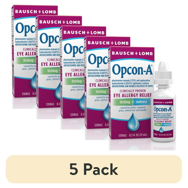 (5 pack) Opcon-A Eye Allergy Relief Drops, Antihistamine and Redness ...